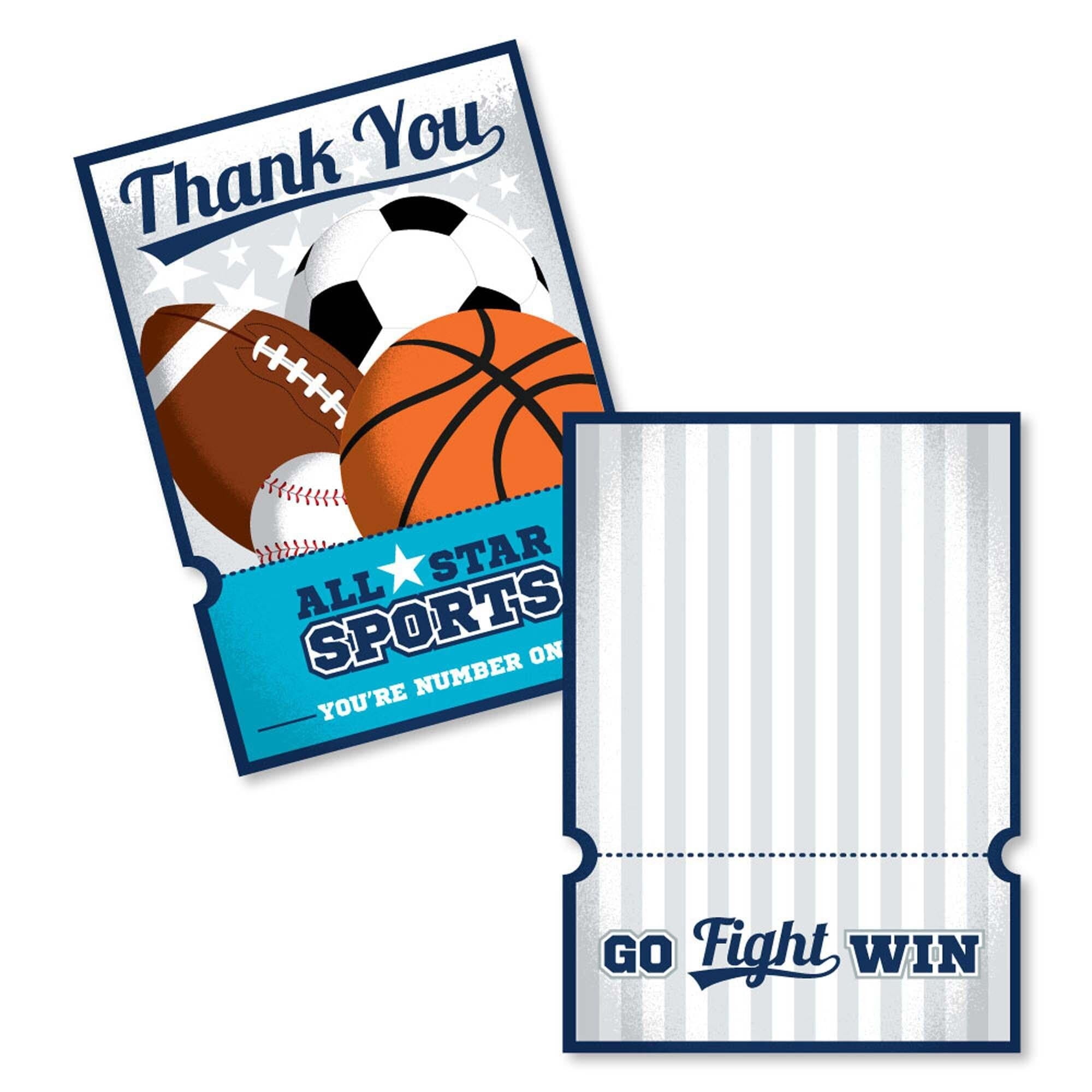 Big Dot of Happiness Go, Fight, Win - Sports - Shaped Thank You Cards ...