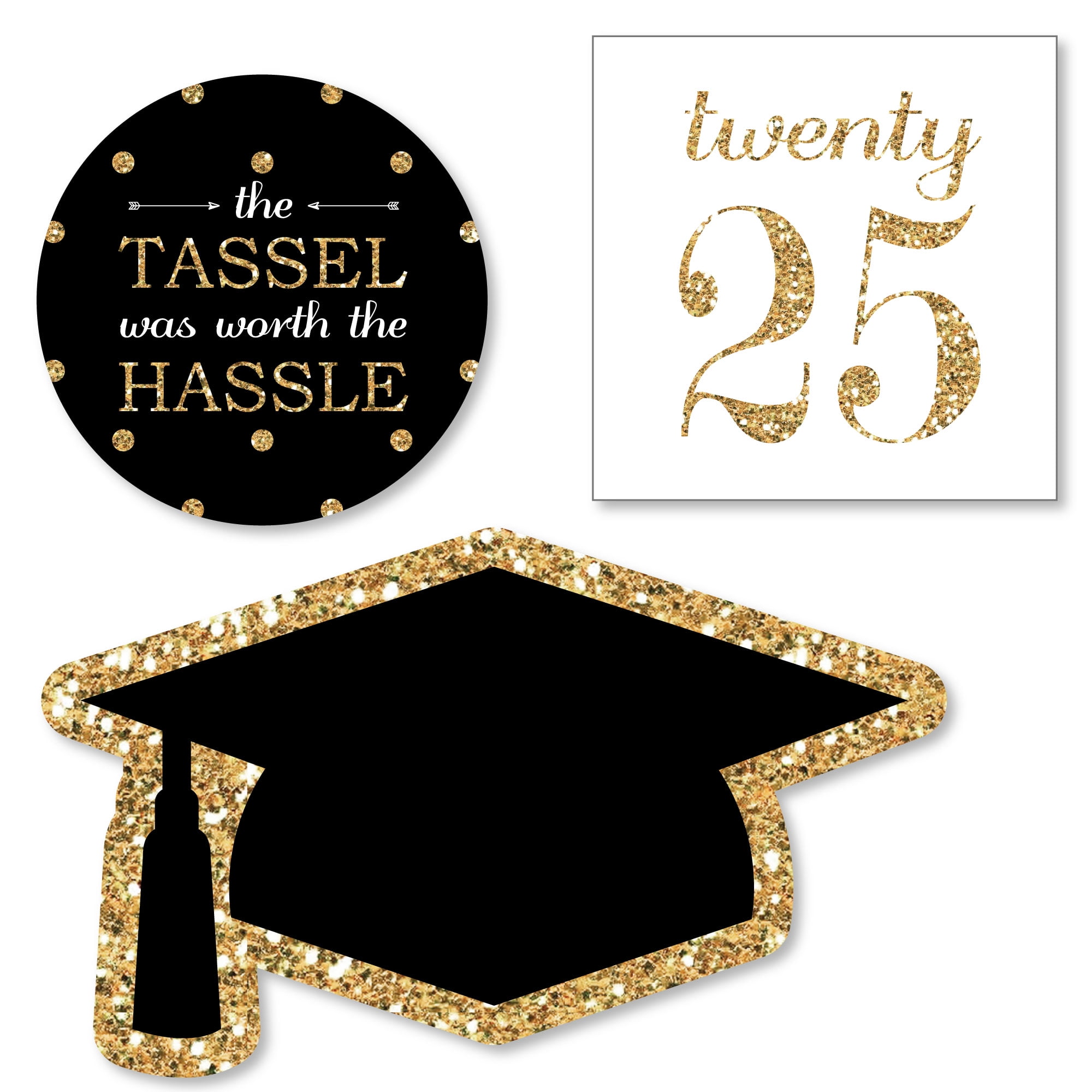 Big Dot of Happiness Gold 2025 Graduation Party - DIY Shaped Cut-Outs ...