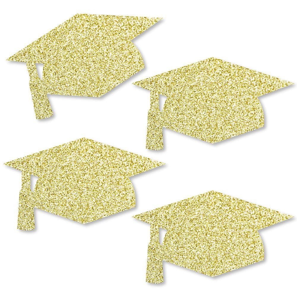 Big Dot of Happiness Gold Glitter Grad Cap - No-Mess Real Gold Glitter ...