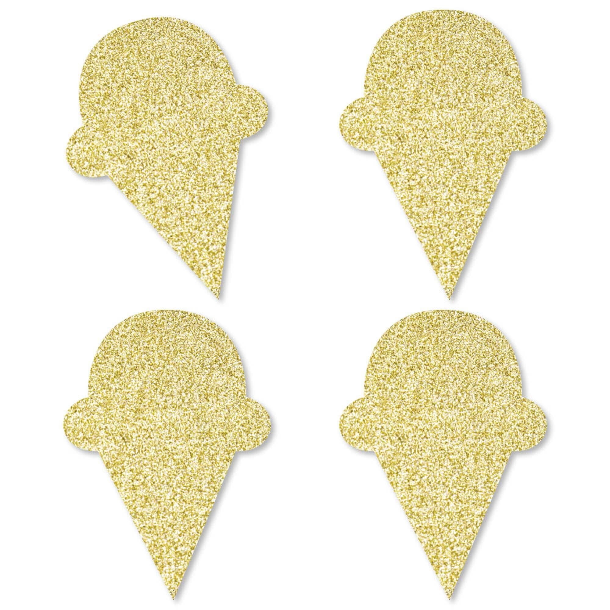 Big Dot of Happiness Gold Glitter Ice Cream Cone - No-Mess Real Gold ...