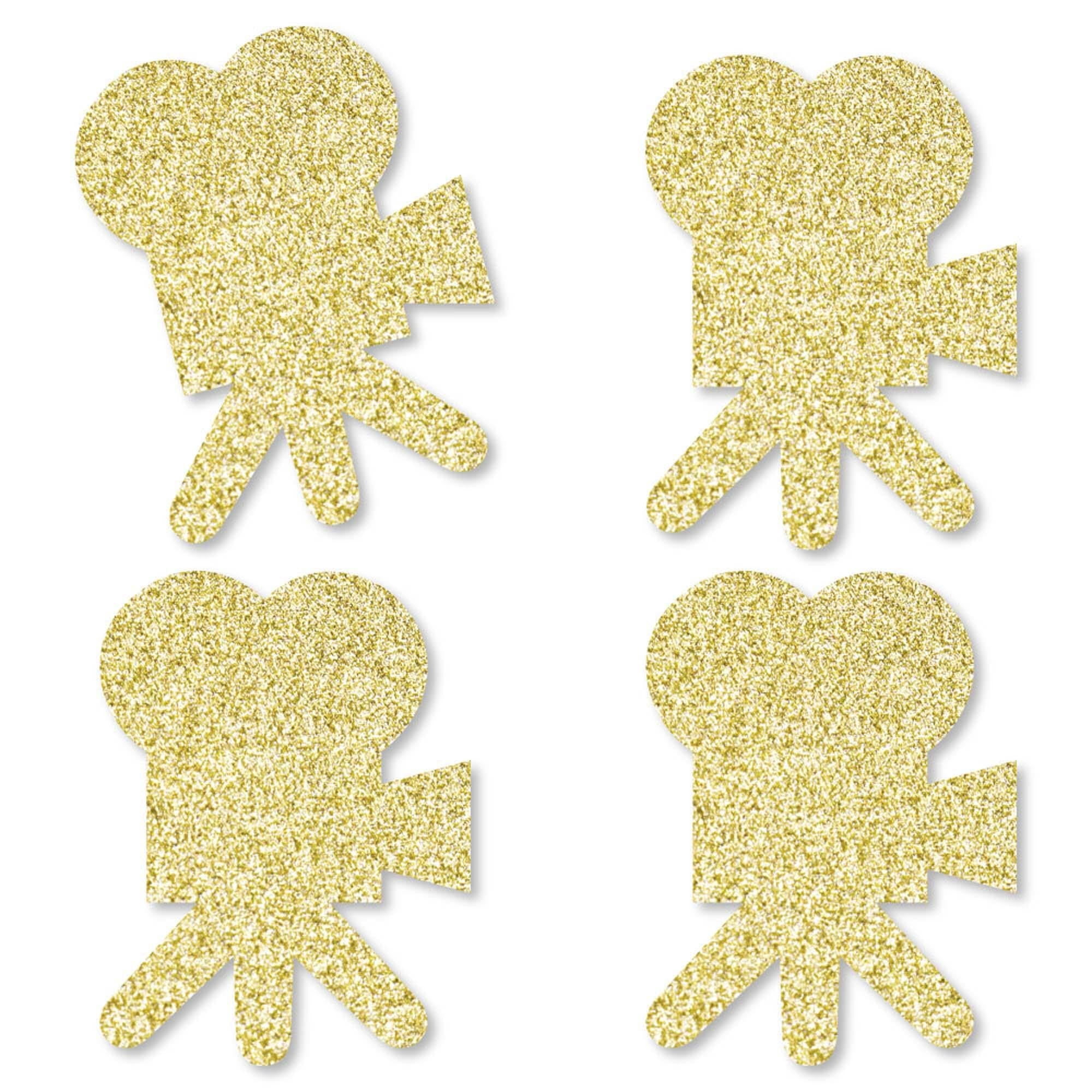 Big Dot of Happiness Gold Glitter Movie Camera - No-Mess Real Gold ...