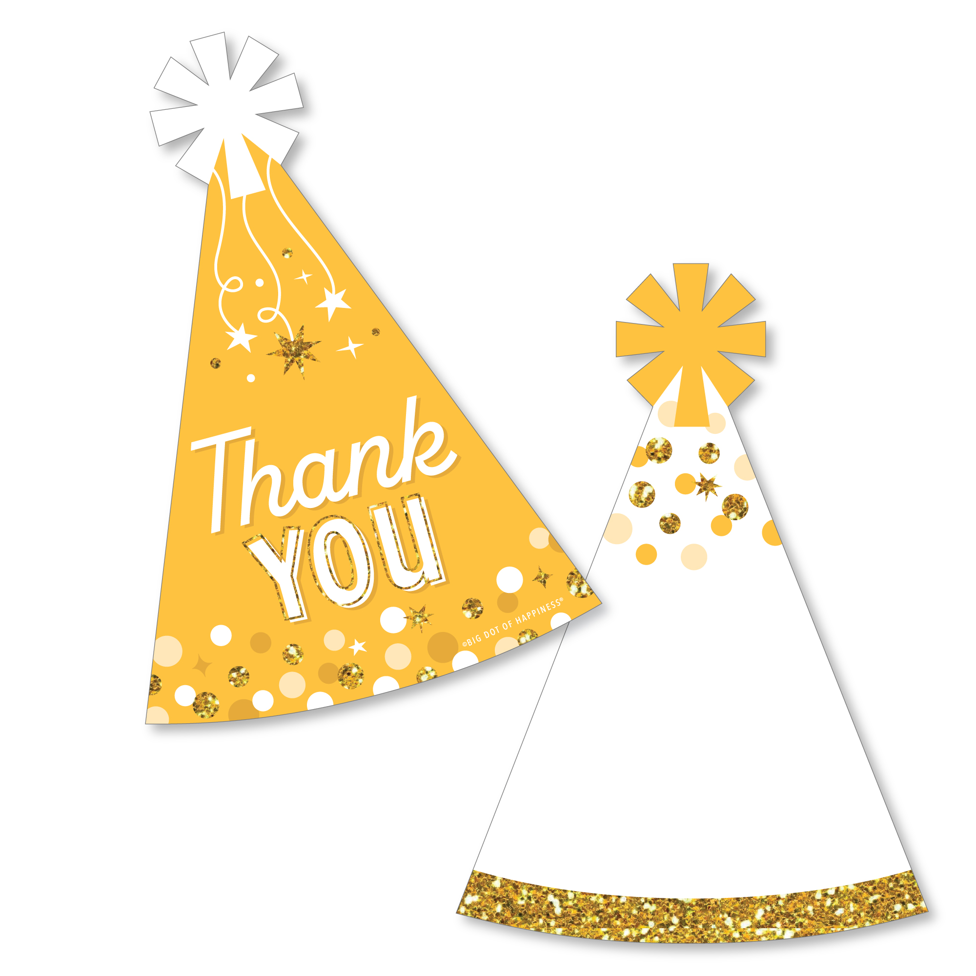 Big Dot of Happiness Golden Birthday - Shaped Thank You Cards - Happy ...