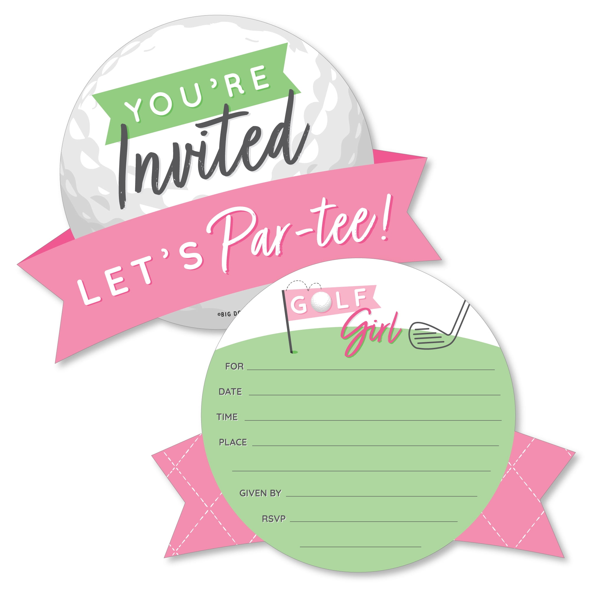 Big Dot of Happiness Golf Girl - Shaped Fill-In Invitations - Pink ...