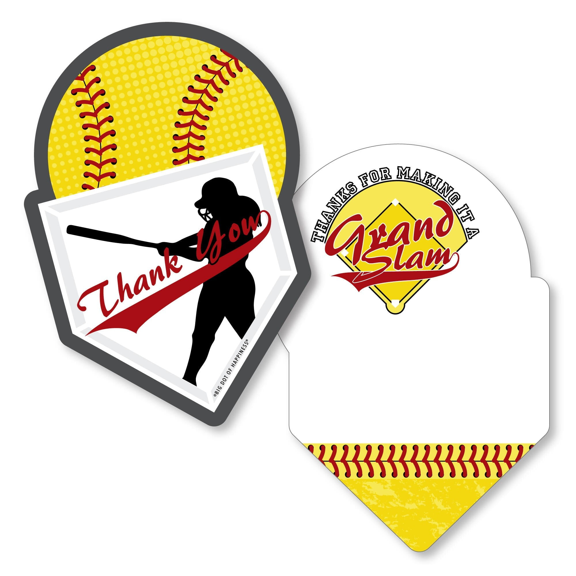 Big Dot of Happiness Grand Slam - Fastpitch Softball - Shaped Thank You ...