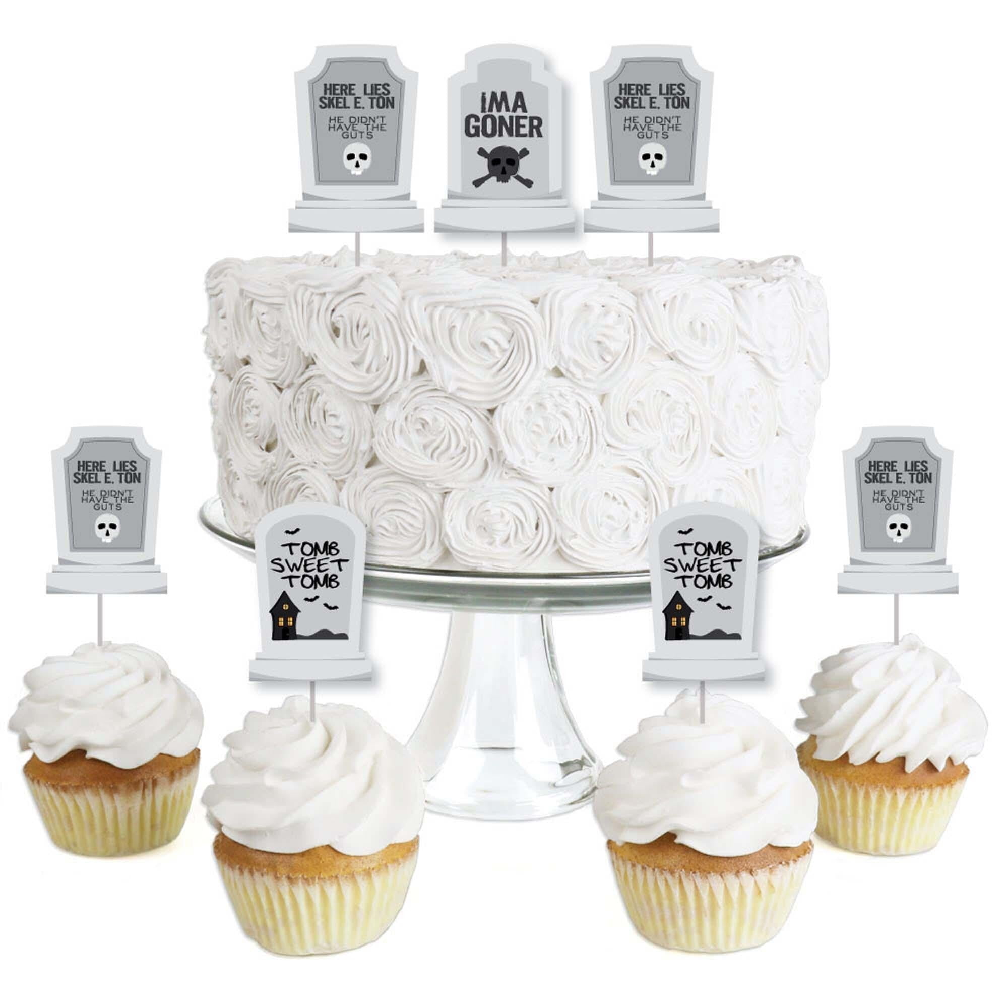 Big Dot of Happiness Graveyard Tombstones - Dessert Cupcake Toppers ...