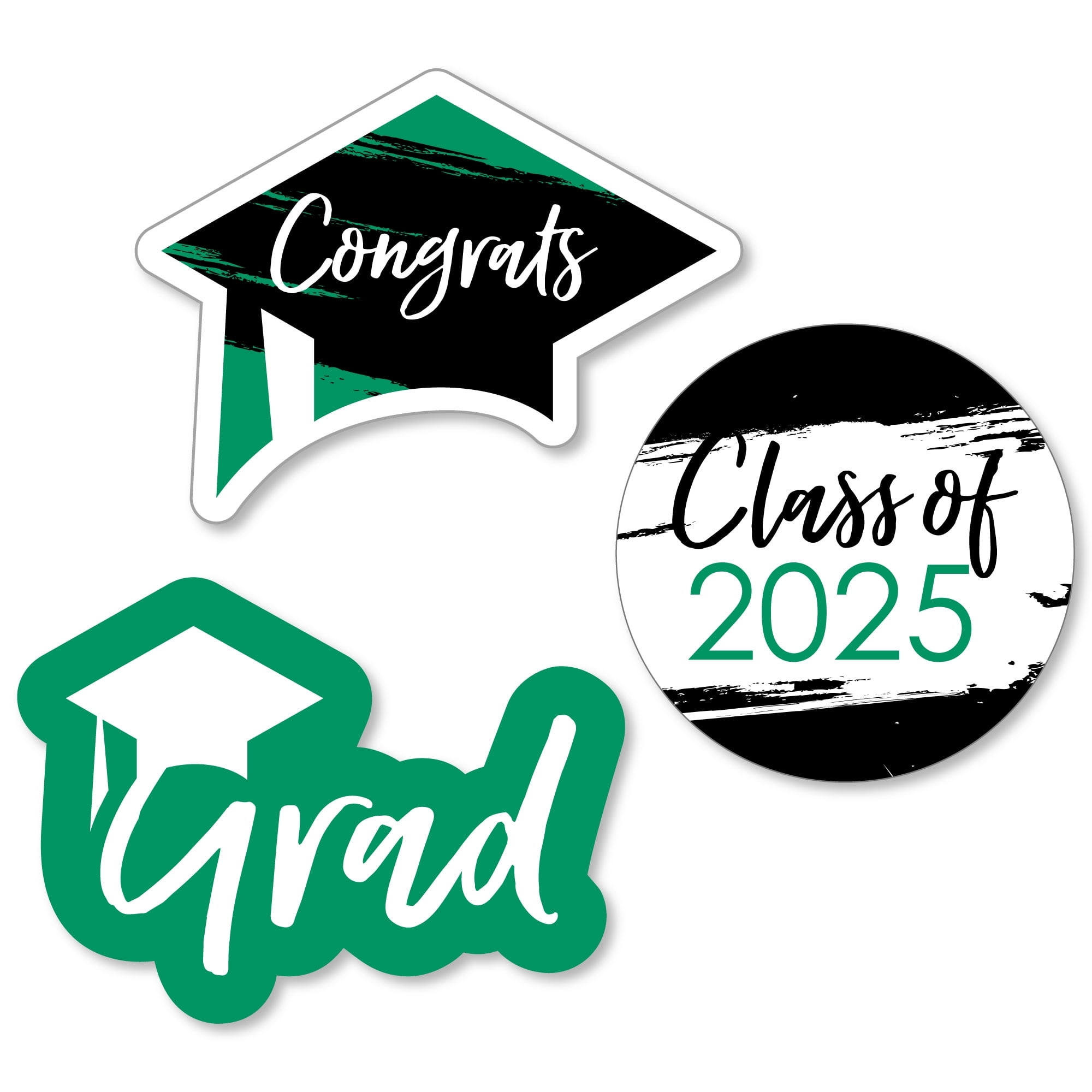 Big Dot of Happiness Green 2025 Graduation Party - DIY Shaped Cut-Outs ...