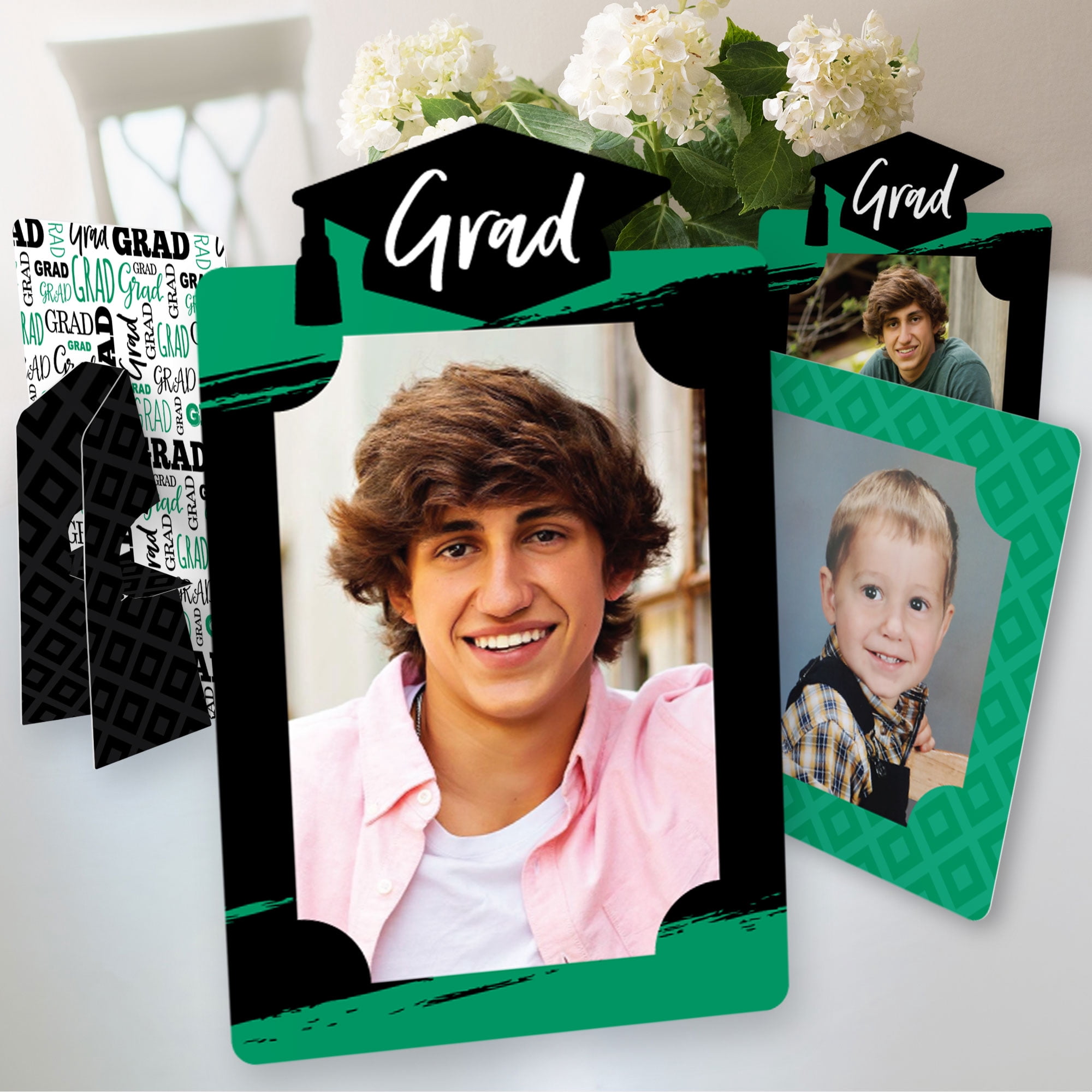 Big Dot of Happiness Green Graduation Party Centerpieces - 4x6 Picture ...