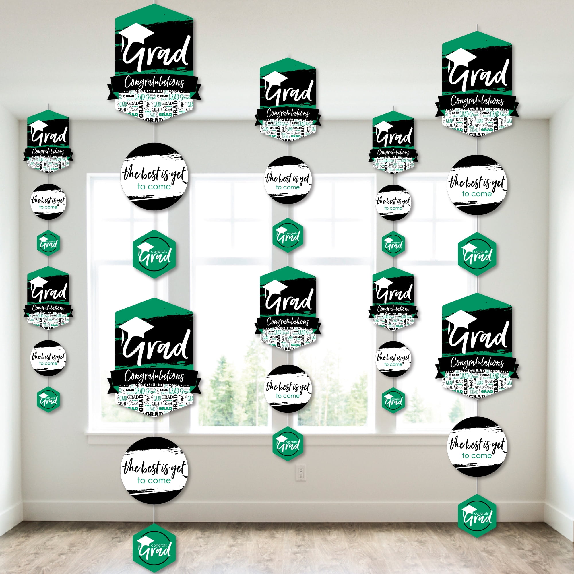 Big Dot of Happiness Green Graduation Party DIY Dangler Backdrop ...