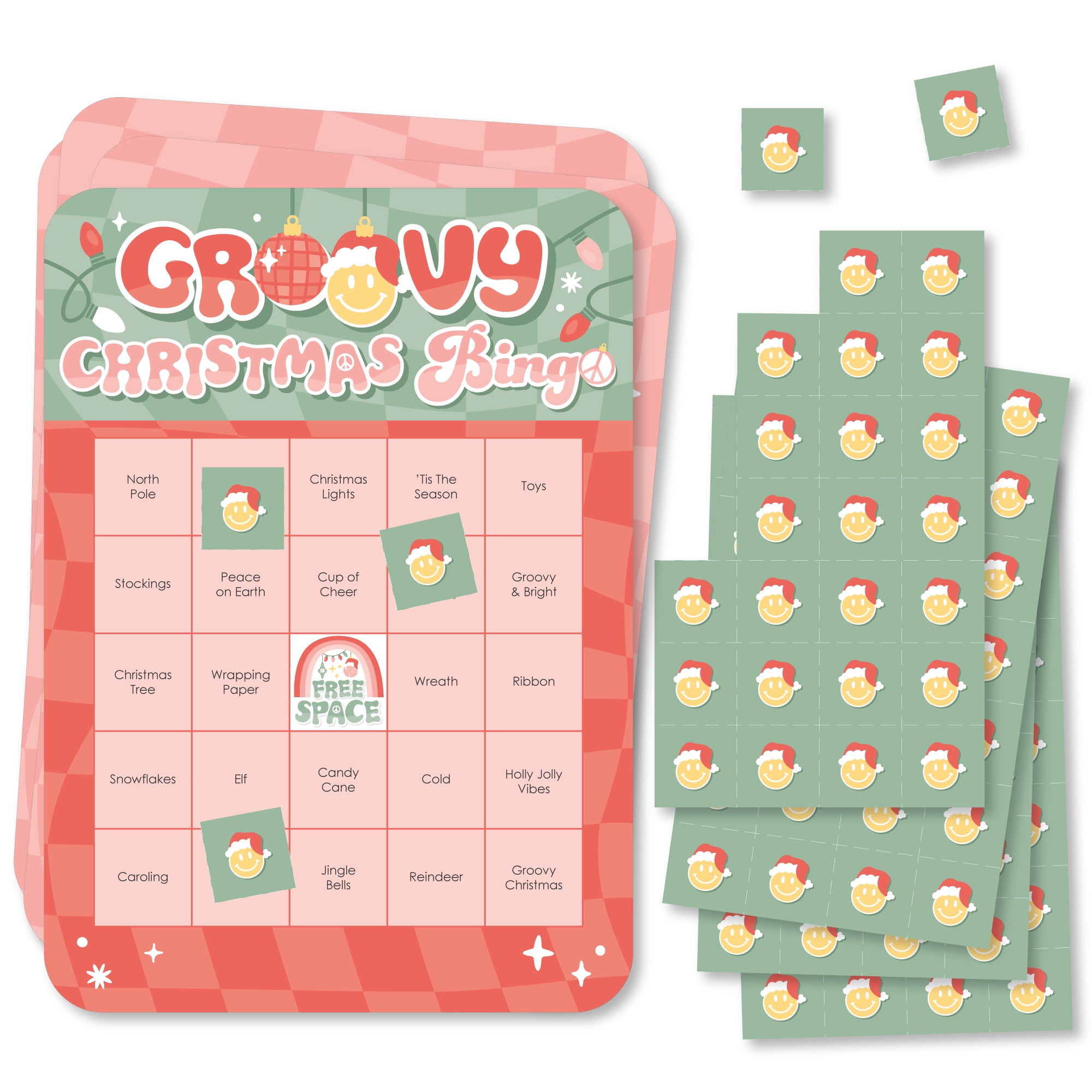 Big Dot of Happiness Groovy Christmas - Bingo Cards and Markers ...