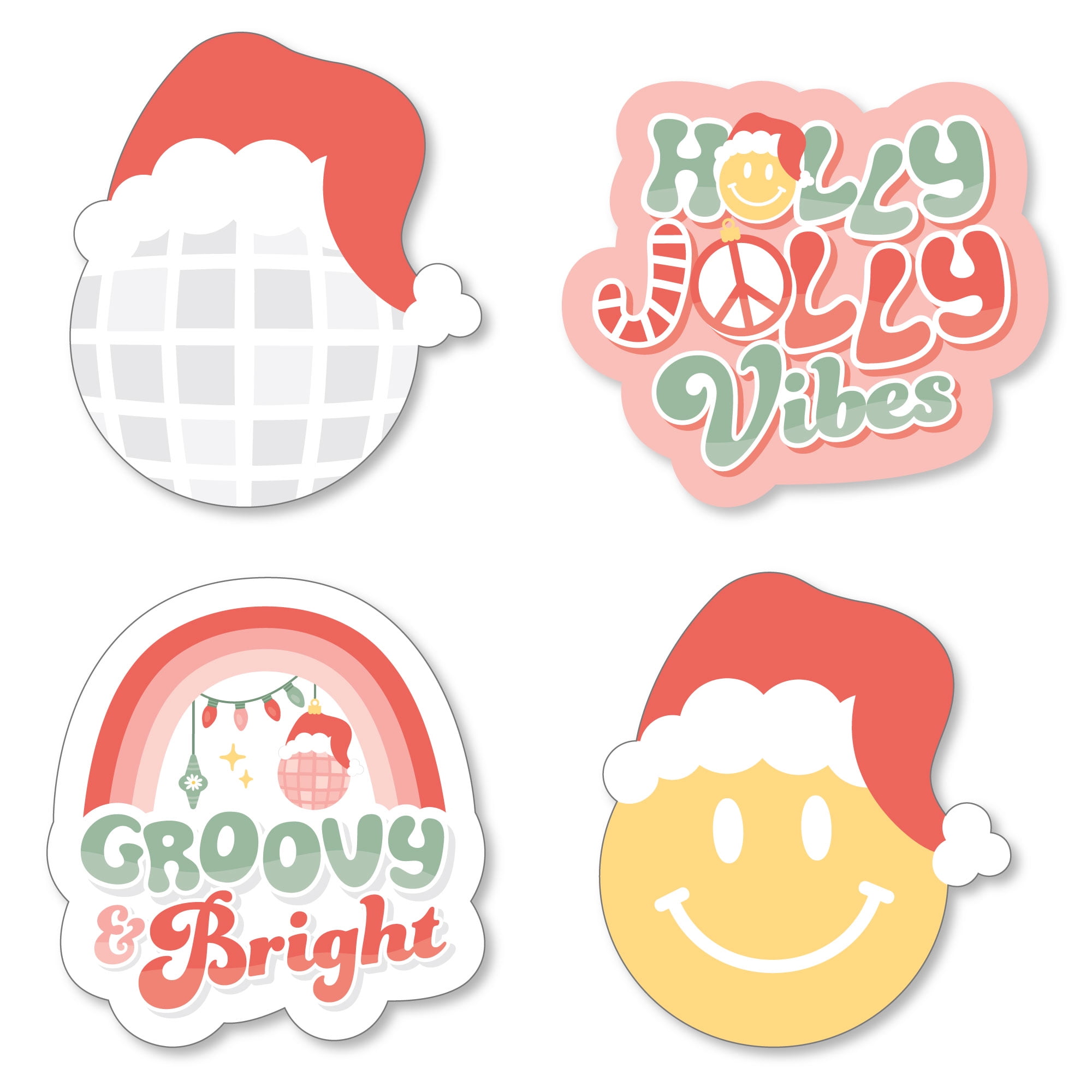 Big Dot of Happiness Groovy Christmas - DIY Shaped Pastel Holiday Party ...