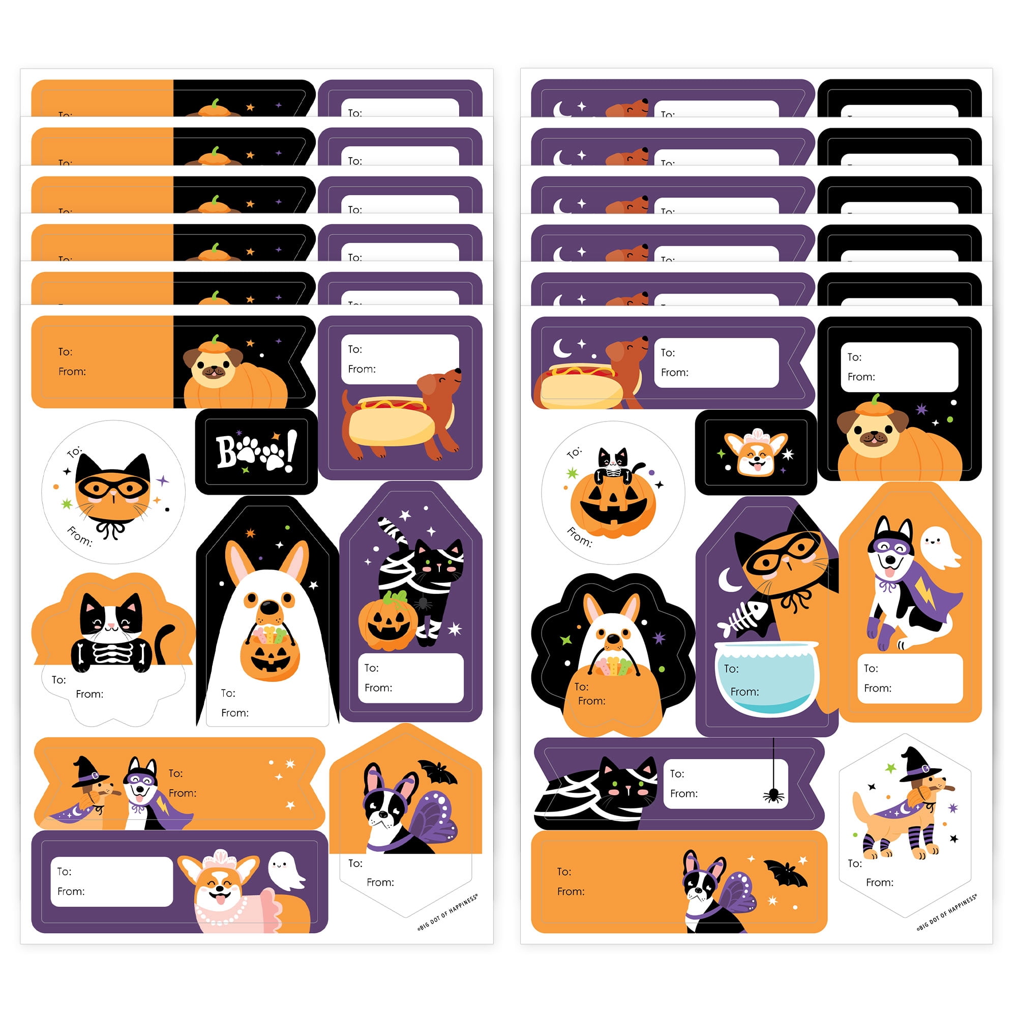 Big Dot of Happiness Halloween Pets - Assorted Cats and Dogs Party Gift ...