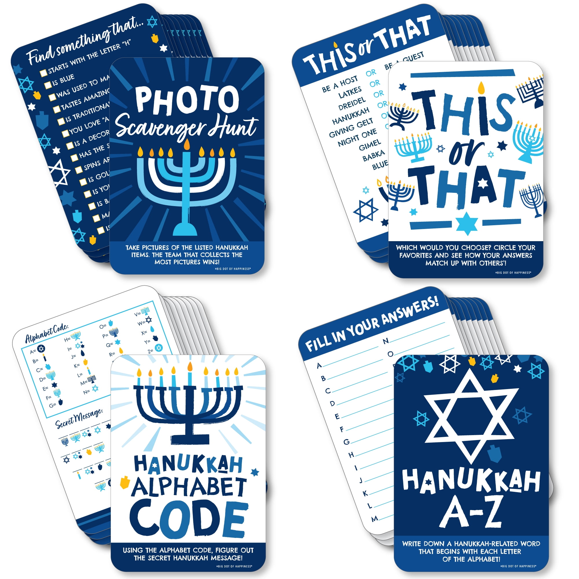Big Dot of Happiness Hanukkah Menorah - 4 Chanukah Holiday Party Games ...