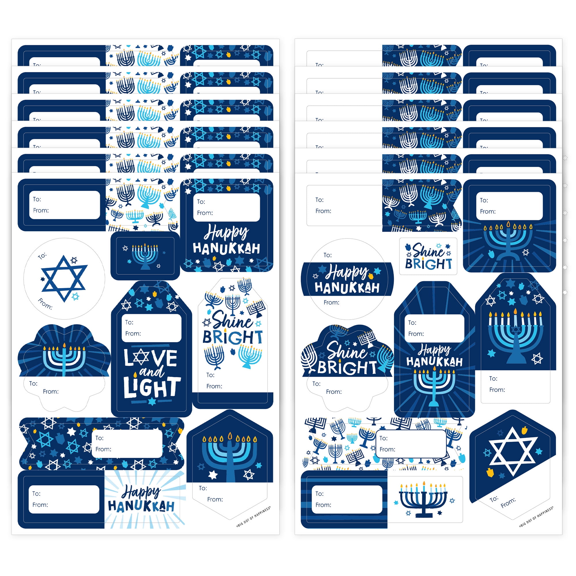 Big Dot of Happiness Hanukkah Menorah - Chanukah Gift Tag Labels - 12 ...