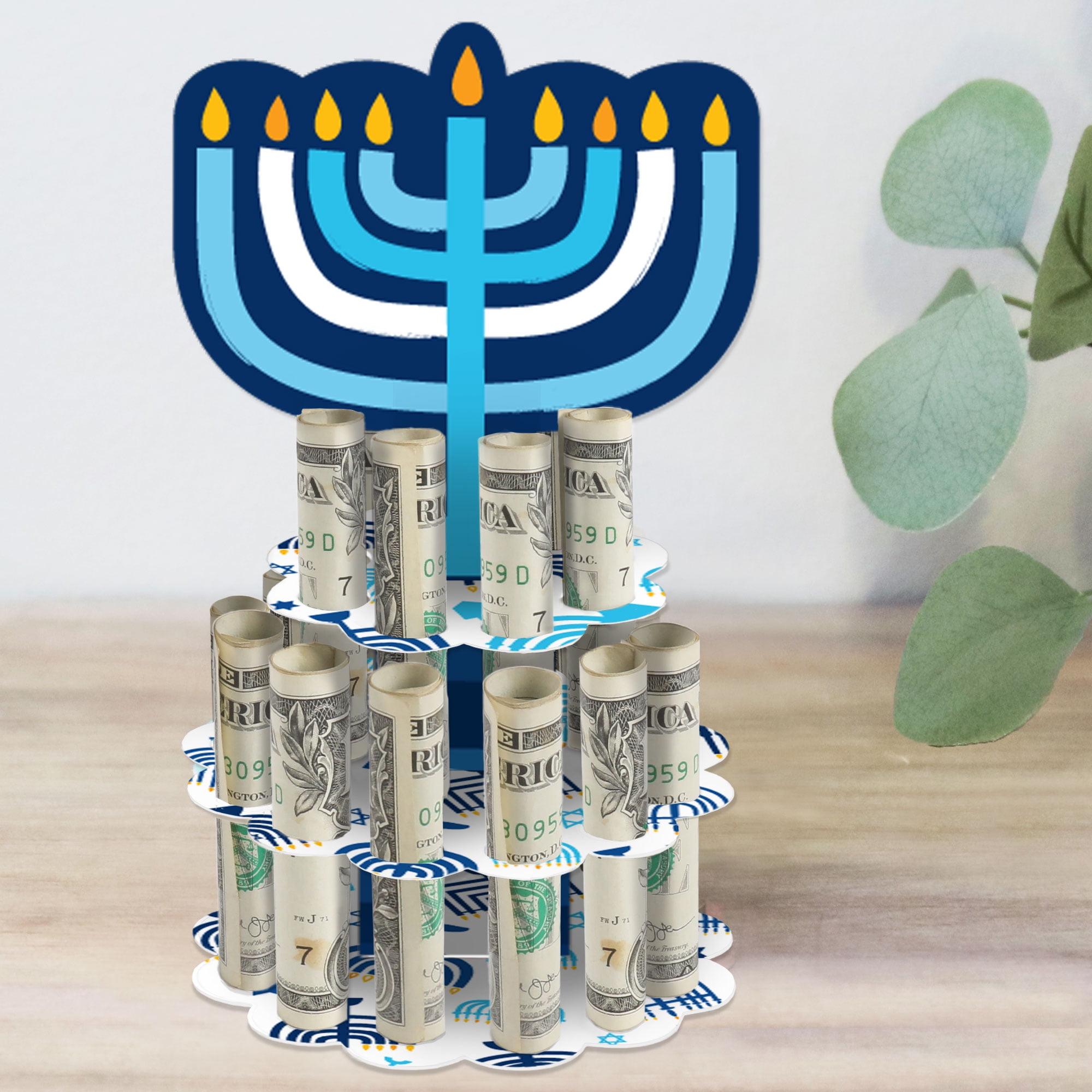 Big Dot of Happiness Hanukkah Menorah Cash Cake, DIY Chanukah Money ...