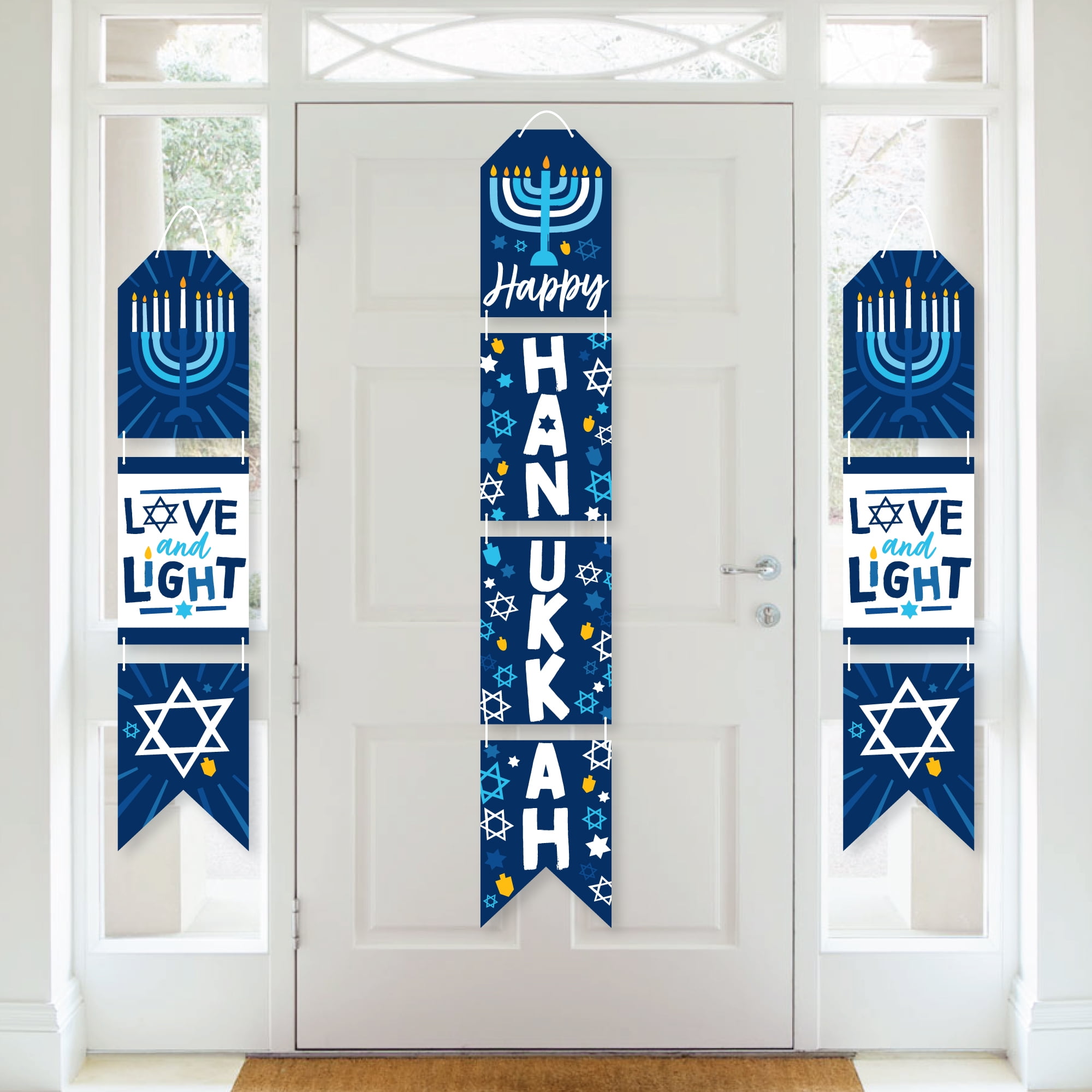 Big Dot of Happiness Hanukkah Menorah - Hanging Vertical Paper Door ...