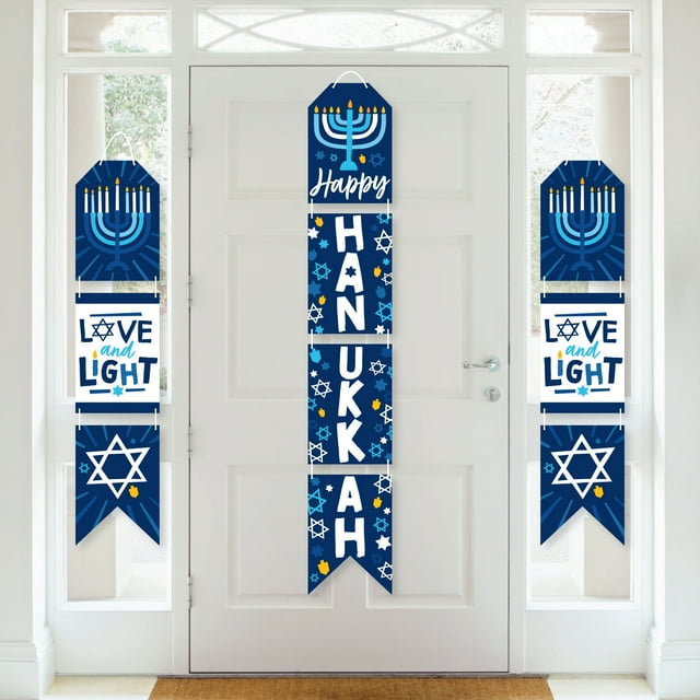 Big Dot of Happiness Hanukkah Menorah - Hanging Vertical Paper Door ...