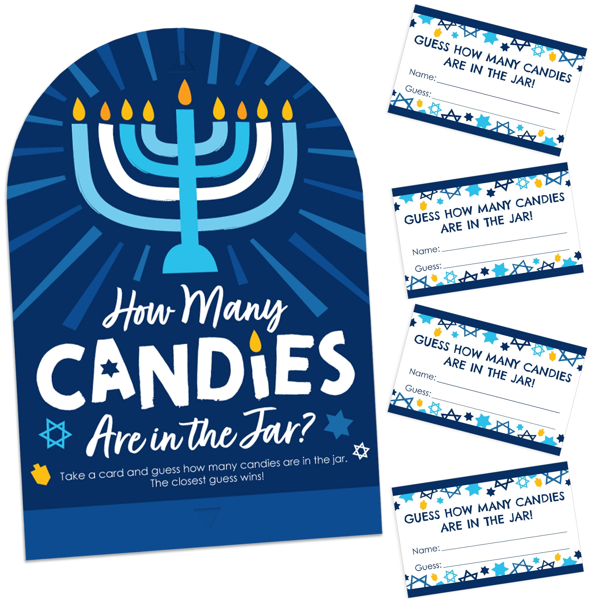 Big Dot of Happiness Hanukkah Menorah - How Many Candies Chanukah ...
