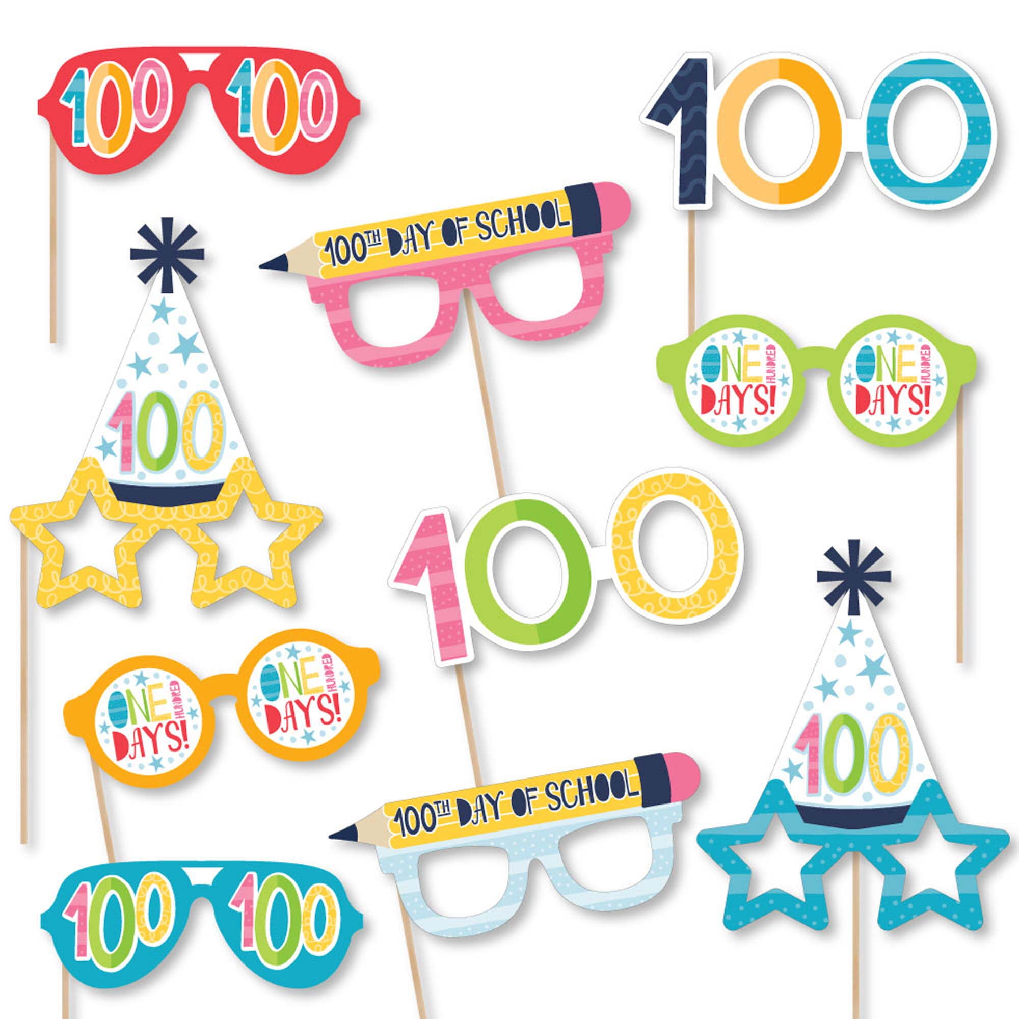 Big Dot of Happiness Happy 100th Day of School Glasses - Paper Card ...
