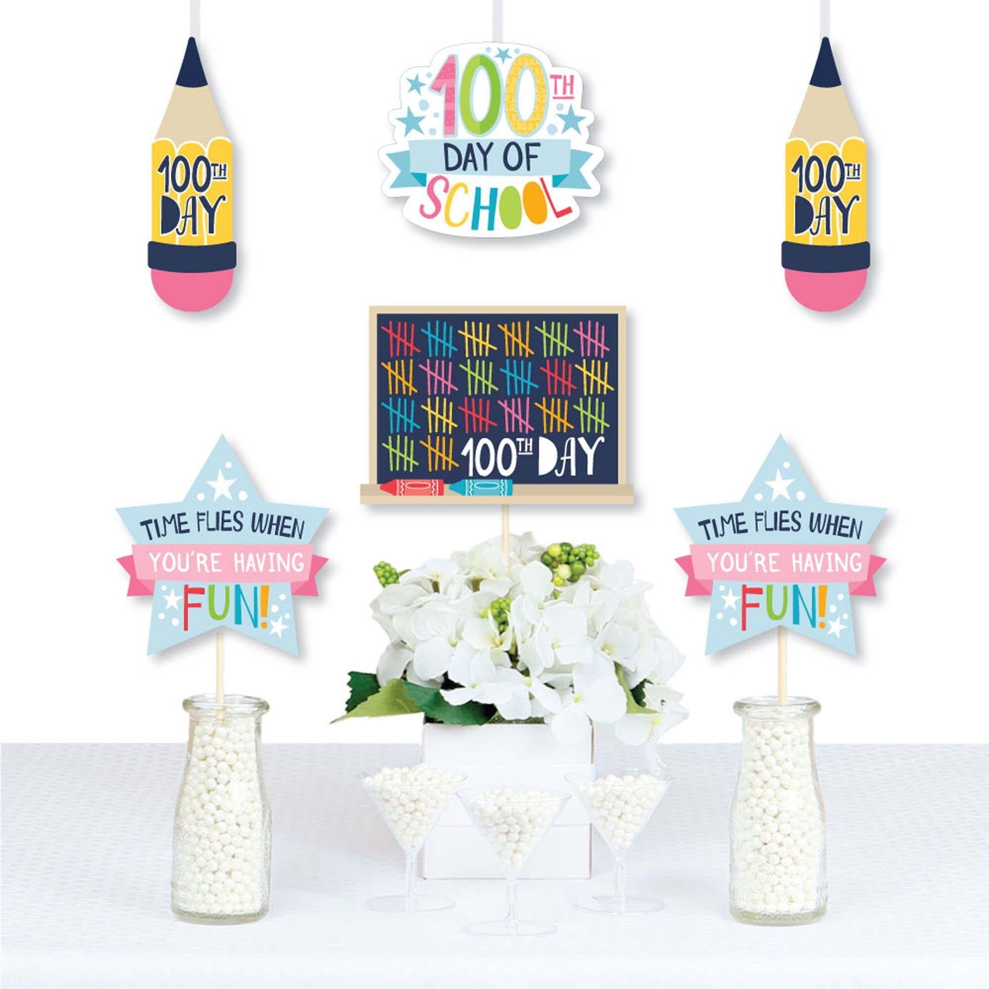 Big Dot of Happiness Happy 100th Day of School - Pencil, Chalkboard and ...