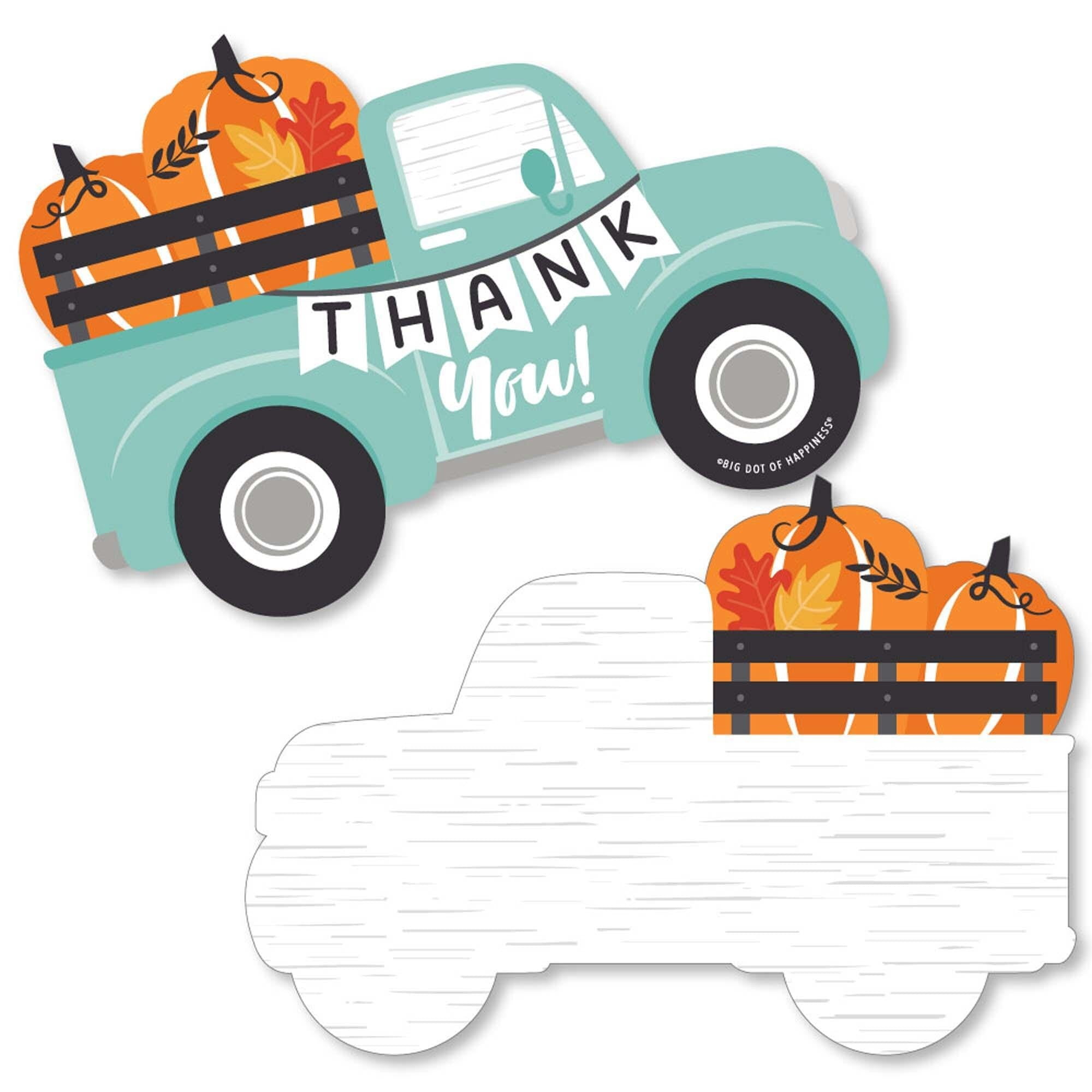 Big Dot of Happiness Happy Fall Truck - Shaped Thank You Cards ...