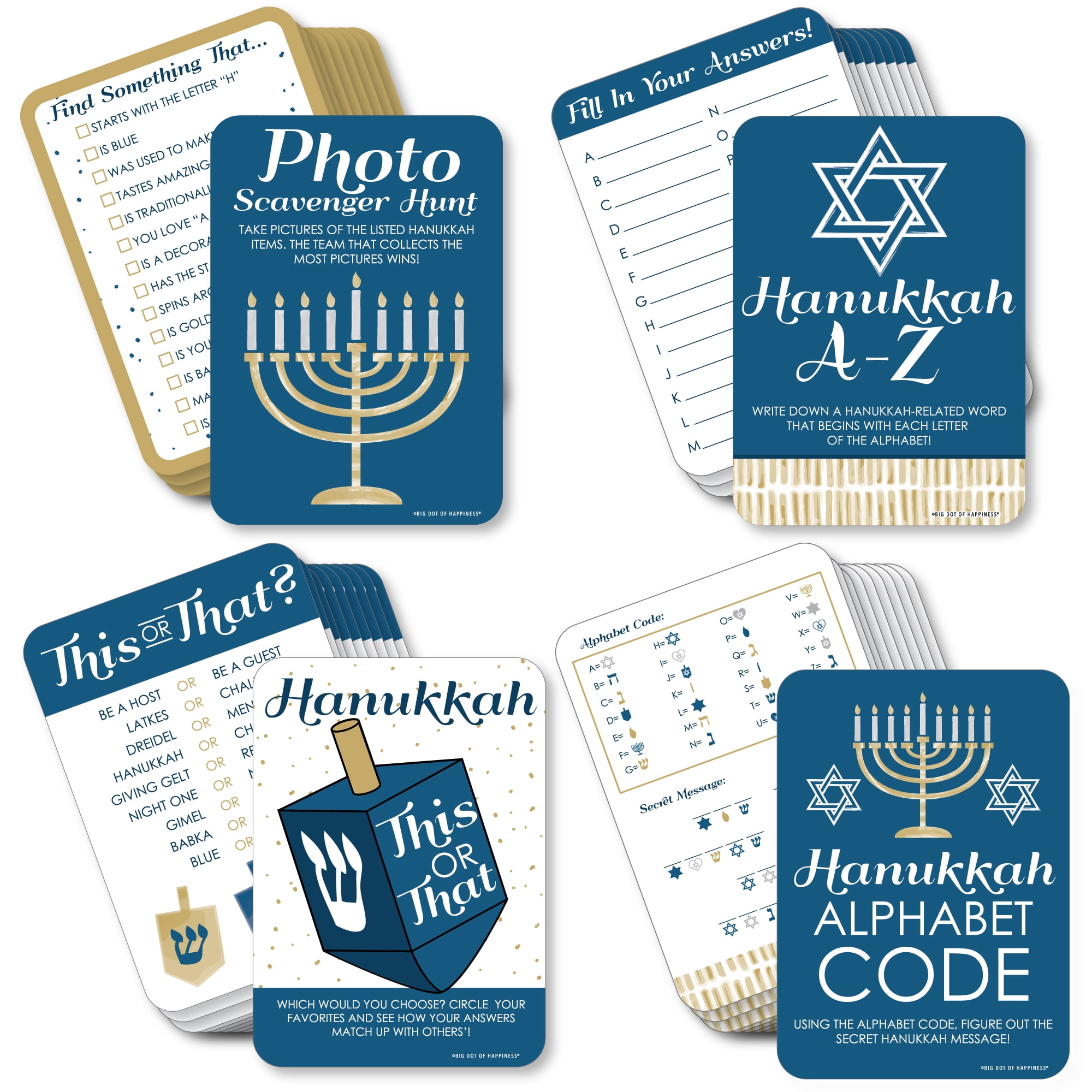 Big Dot of Happiness Happy Hanukkah - 4 Chanukah Holiday Party Games ...