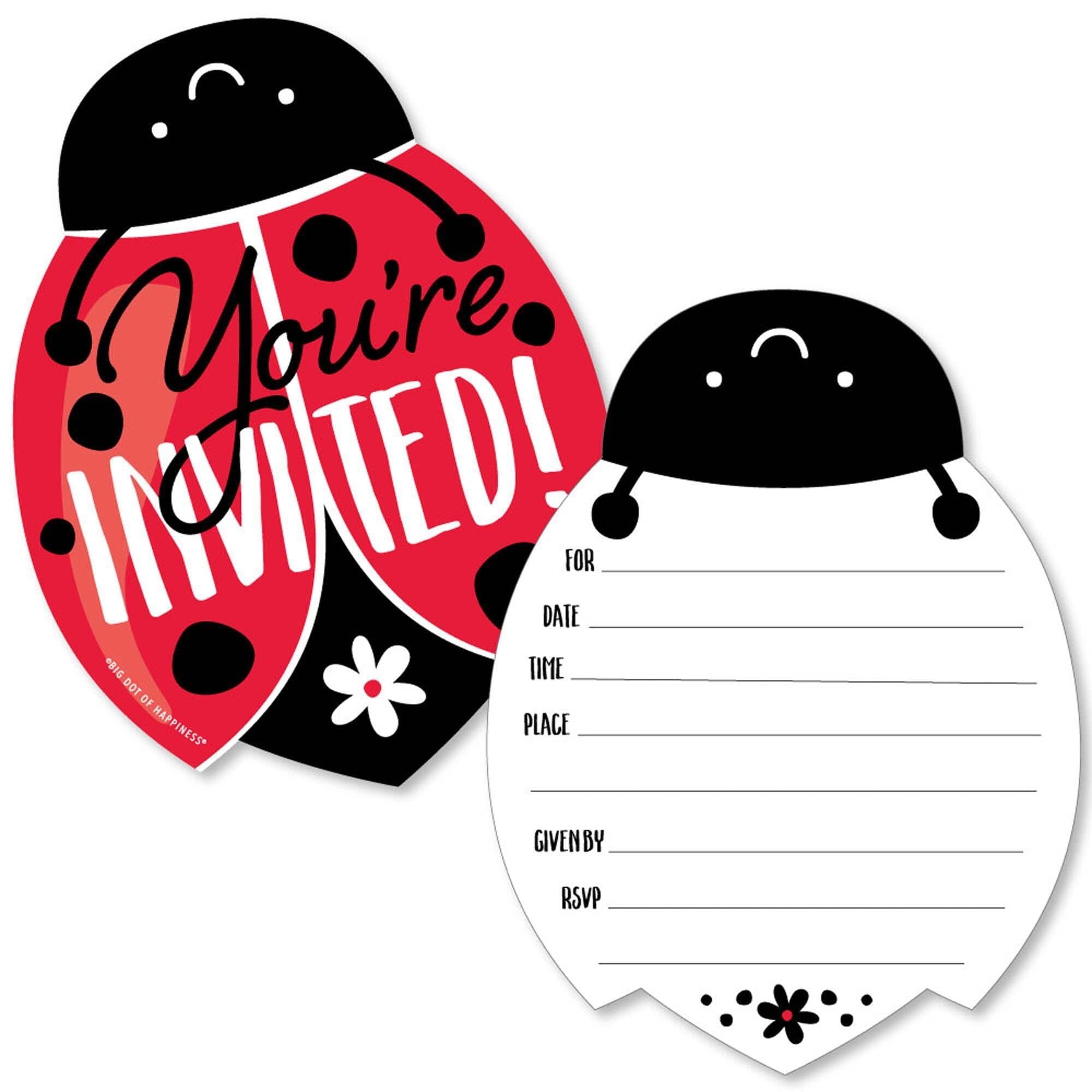 Big Dot of Happiness Happy Little Ladybug - Shaped Fill-in Invitations ...