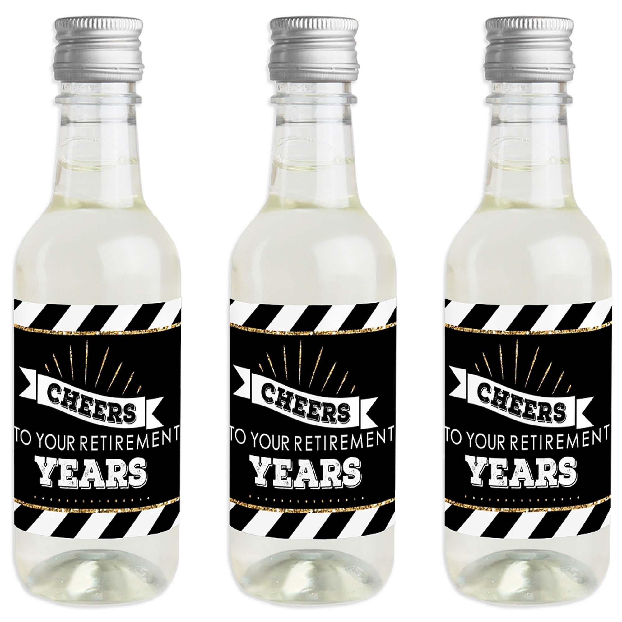 Big Dot of Happiness Happy Retirement - Mini Wine and Champagne Bottle ...