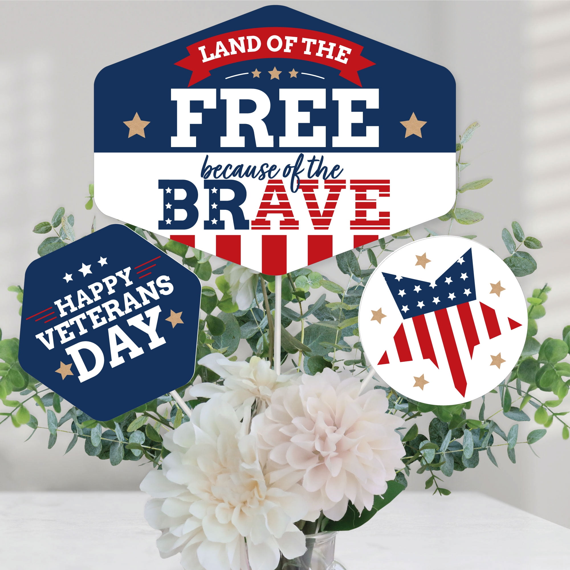 Big Dot of Happiness Happy Veterans Day - Patriotic Centerpiece Sticks ...