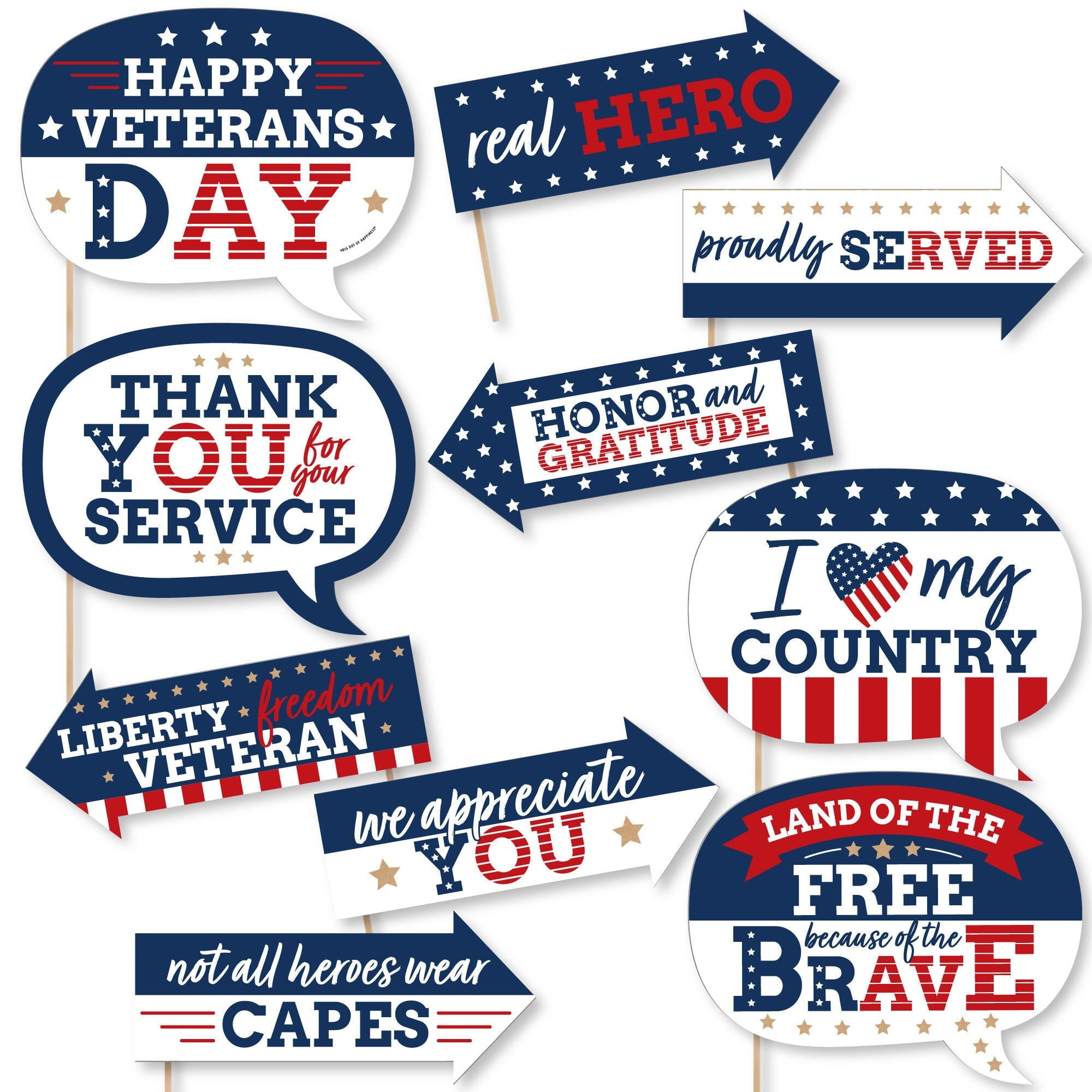 Big Dot of Happiness Happy Veterans Day - Patriotic Photo Booth Props ...