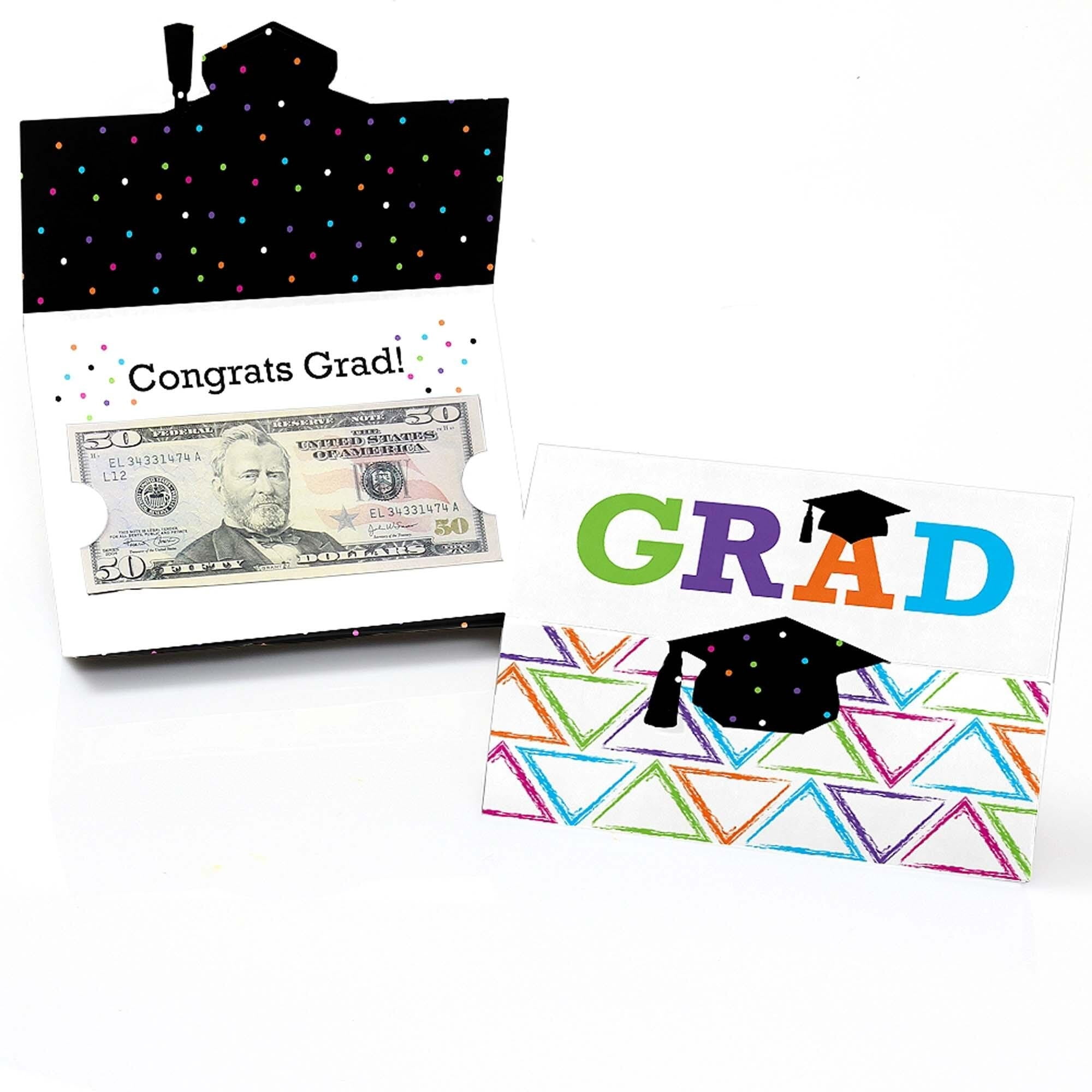 Big Dot of Happiness, Hats Off Grad Graduation Money Holder Cards, Set ...