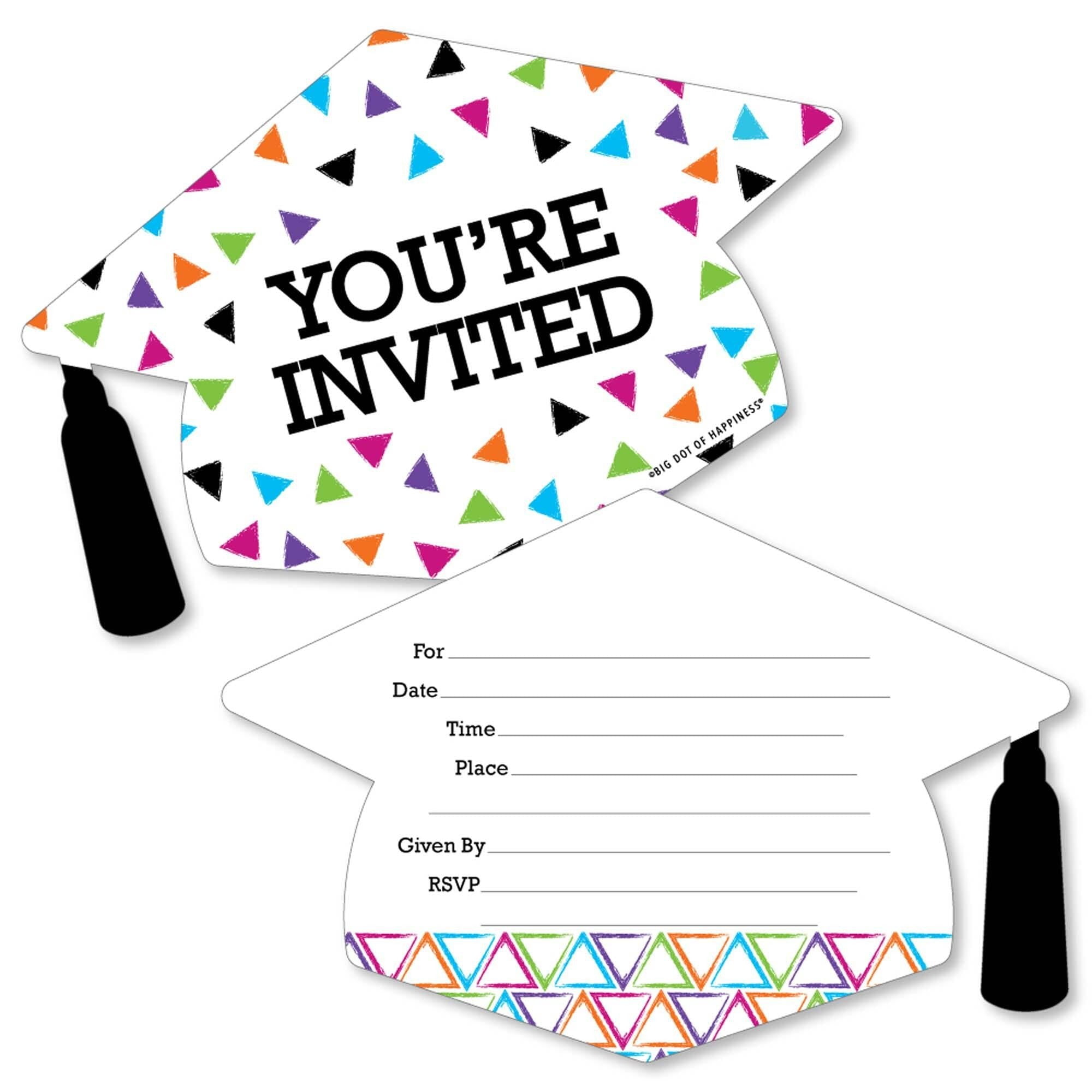 Big Dot of Happiness Hats Off Grad - Shaped Fill-in Invitations ...
