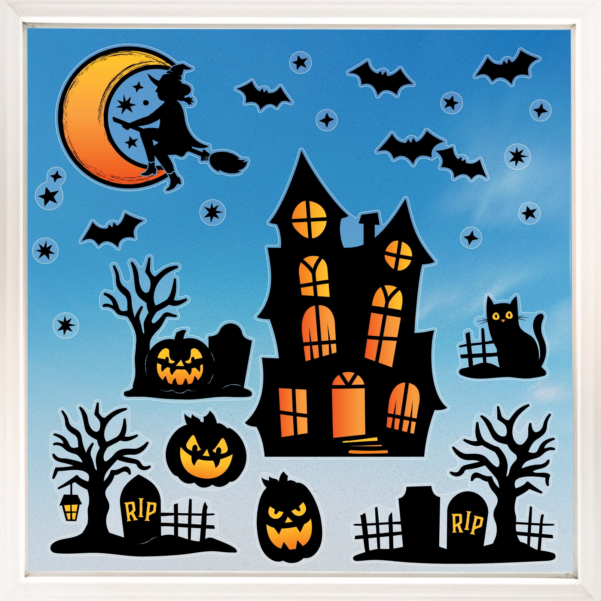 Big Dot of Happiness Haunted House Window Clings, Reusable Window ...