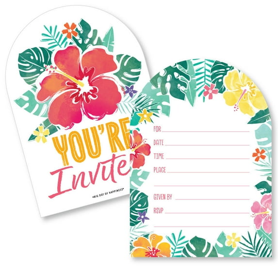 Big Dot of Happiness Hawaiian Luau Thank You Cards with Envelopes, Flat ...