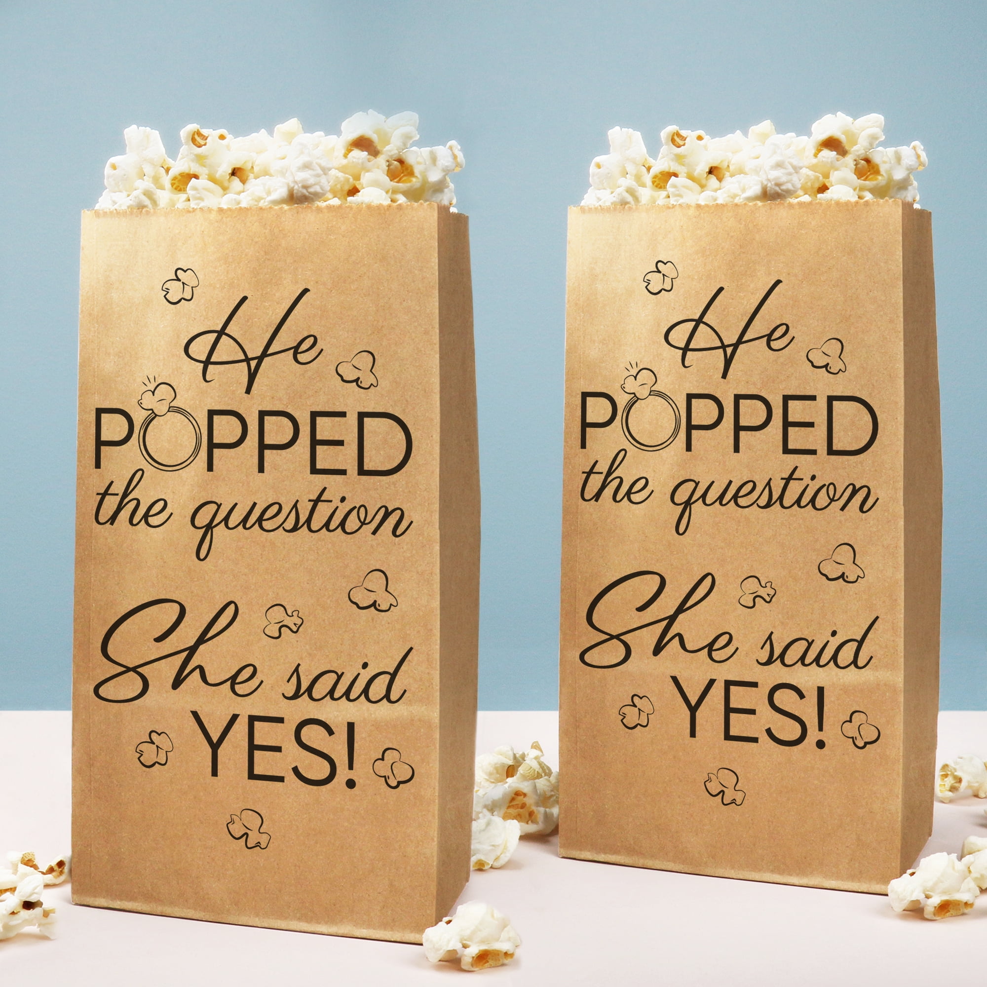 Big Dot of Happiness He Popped the Question She Said Yes Popcorn Bags ...