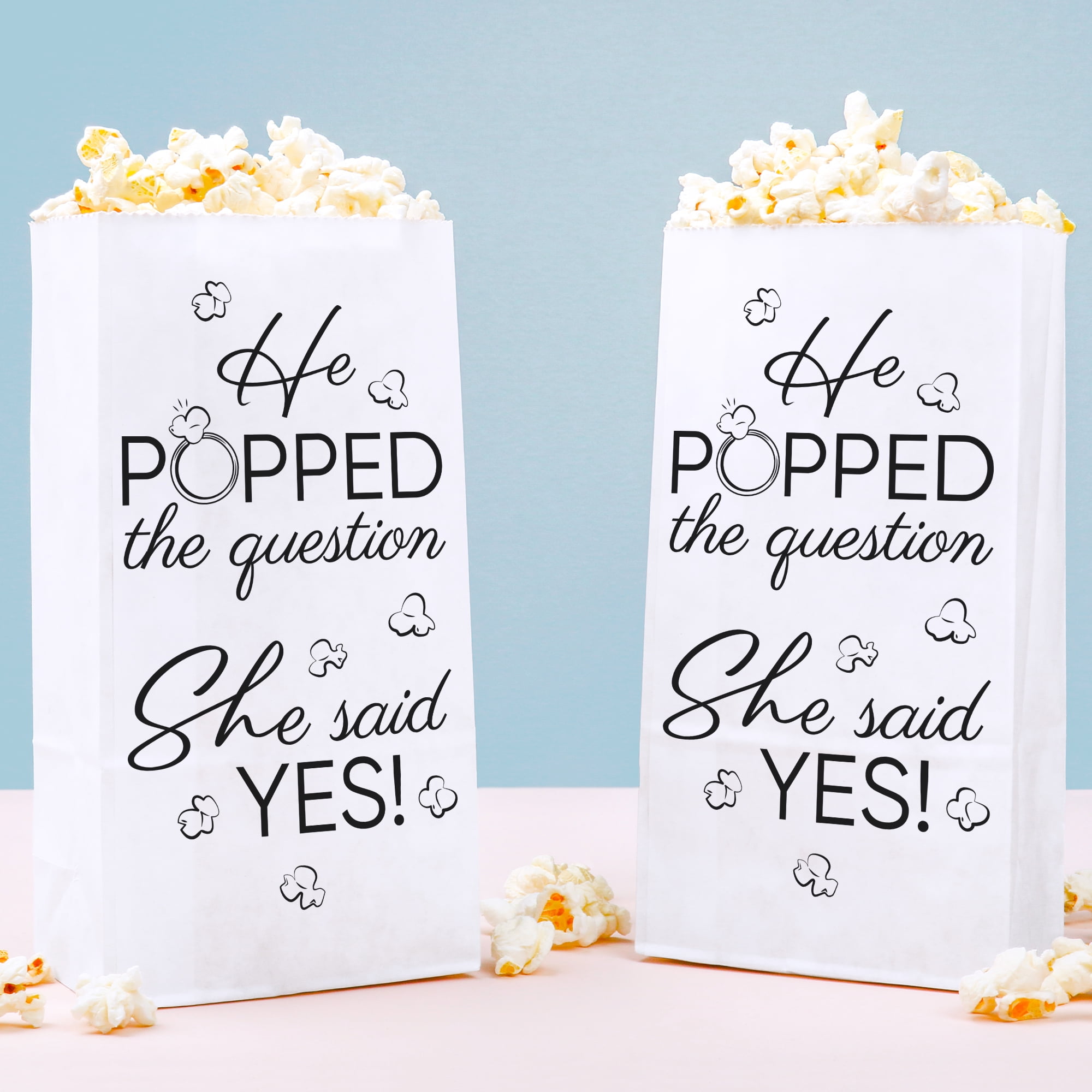 Big Dot of Happiness He Popped the Question She Said Yes Popcorn Bags ...