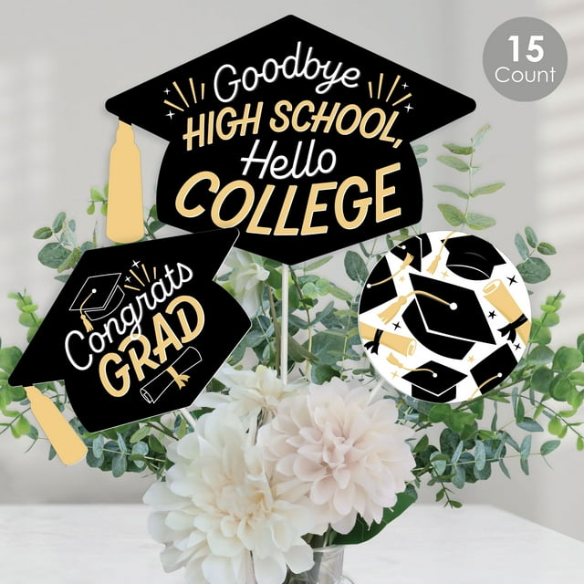Big Dot of Happiness Hello College - Graduation Party Centerpiece ...