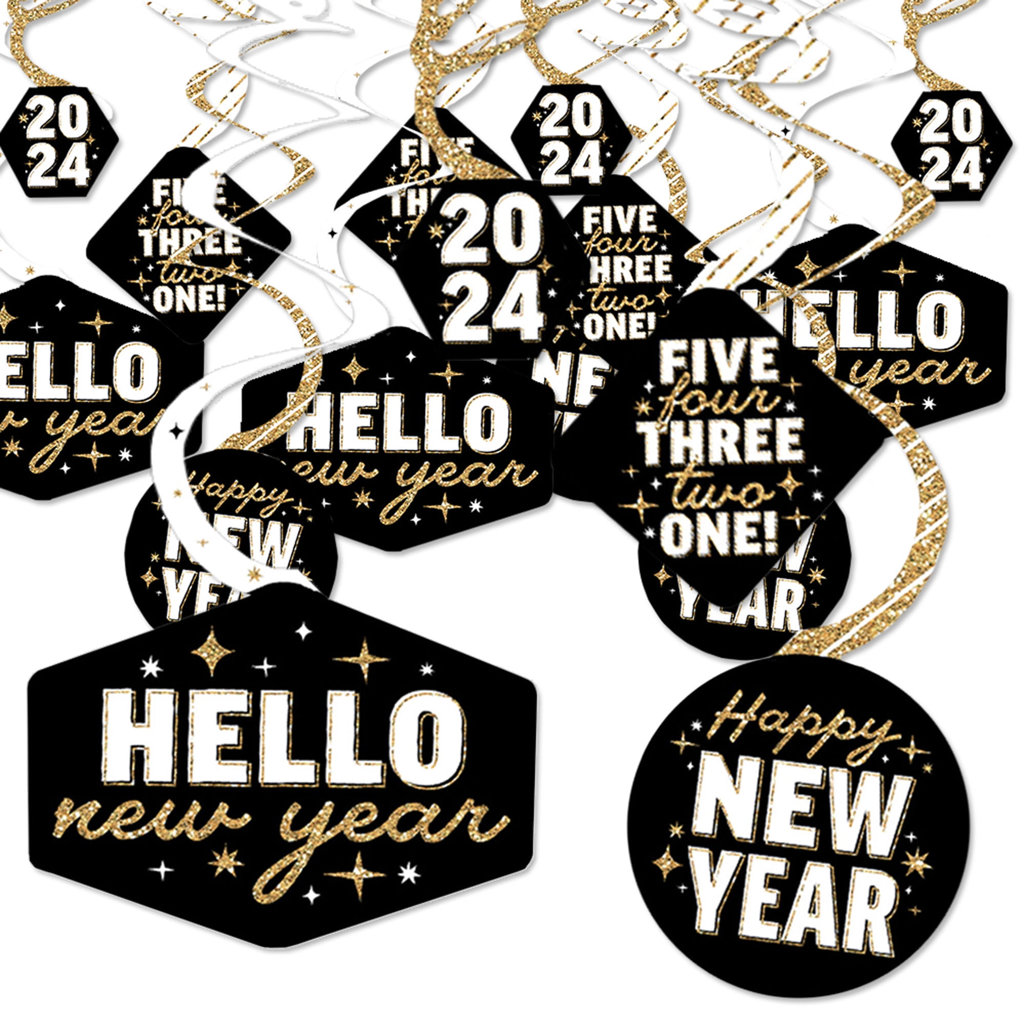 Big Dot of Happiness Hello New Year - 2024 NYE Party Hanging Decor ...