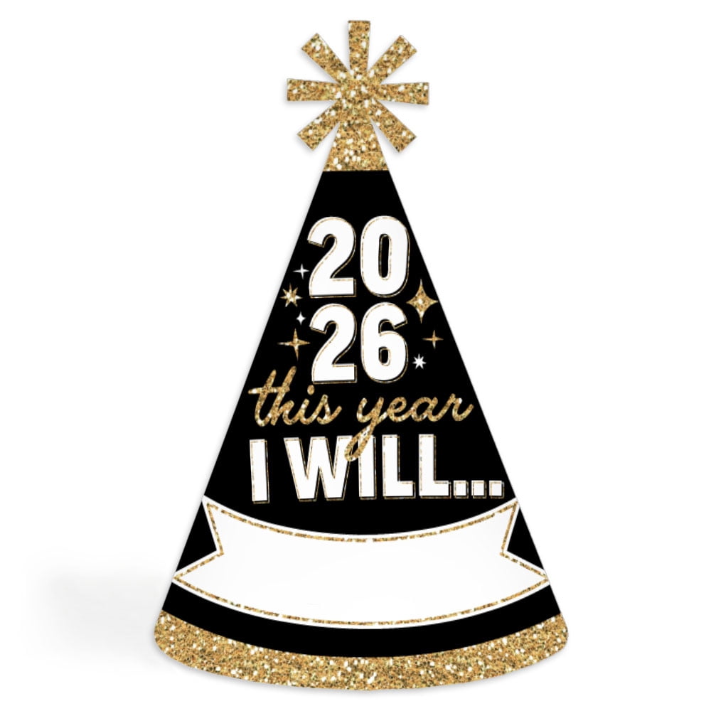 Big Dot of Happiness Hello New Year - Cone Party Hats - 2026 NYE ...