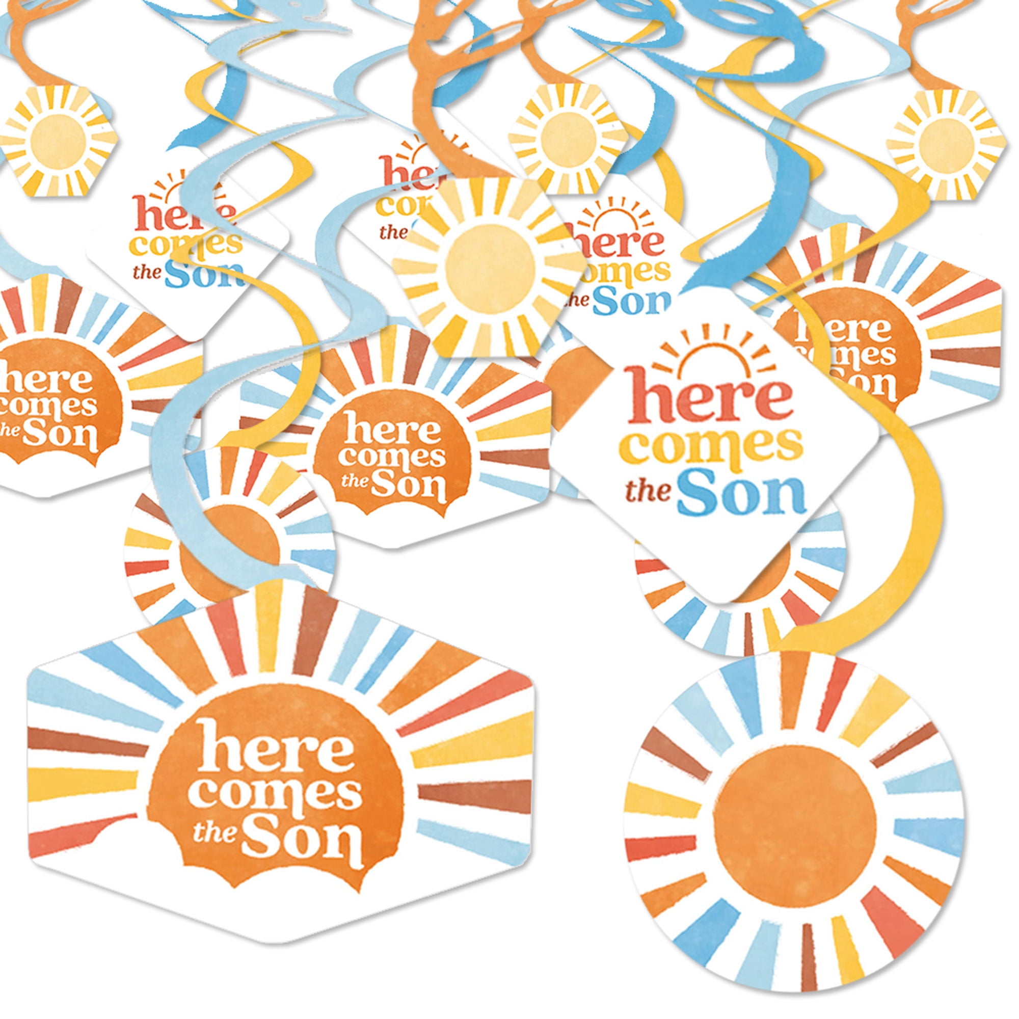 Big Dot of Happiness Here Comes The Son Party Decoration Swirls, Boy ...