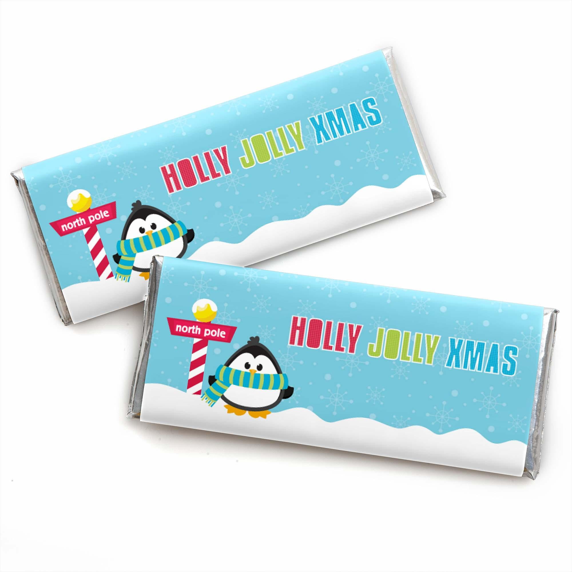Big Dot of Happiness Holly Jolly Penguin - Candy Bar Wrapper Holiday ...