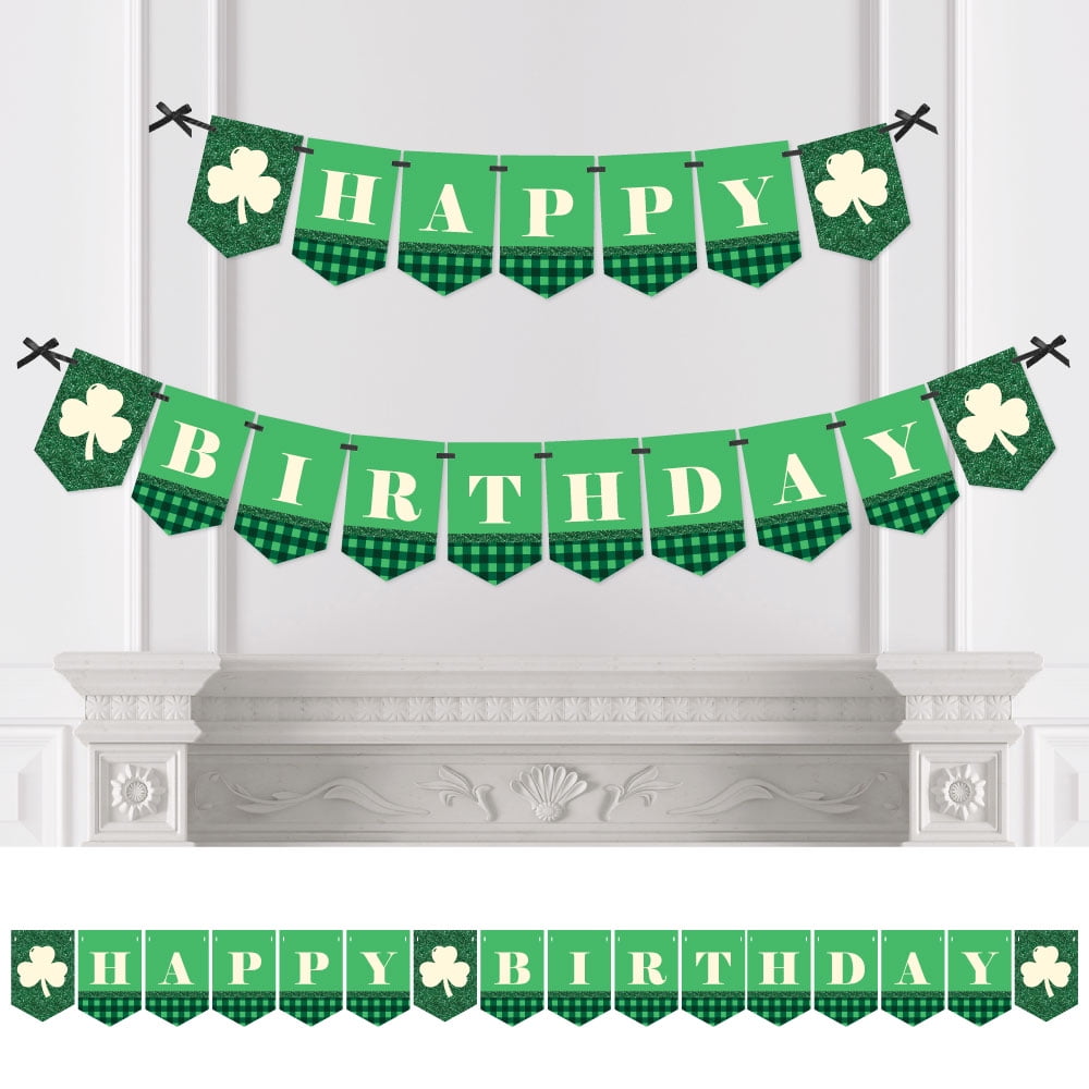 Big Dot of Happiness Irish Birthday - Shamrock Birthday Party Bunting ...