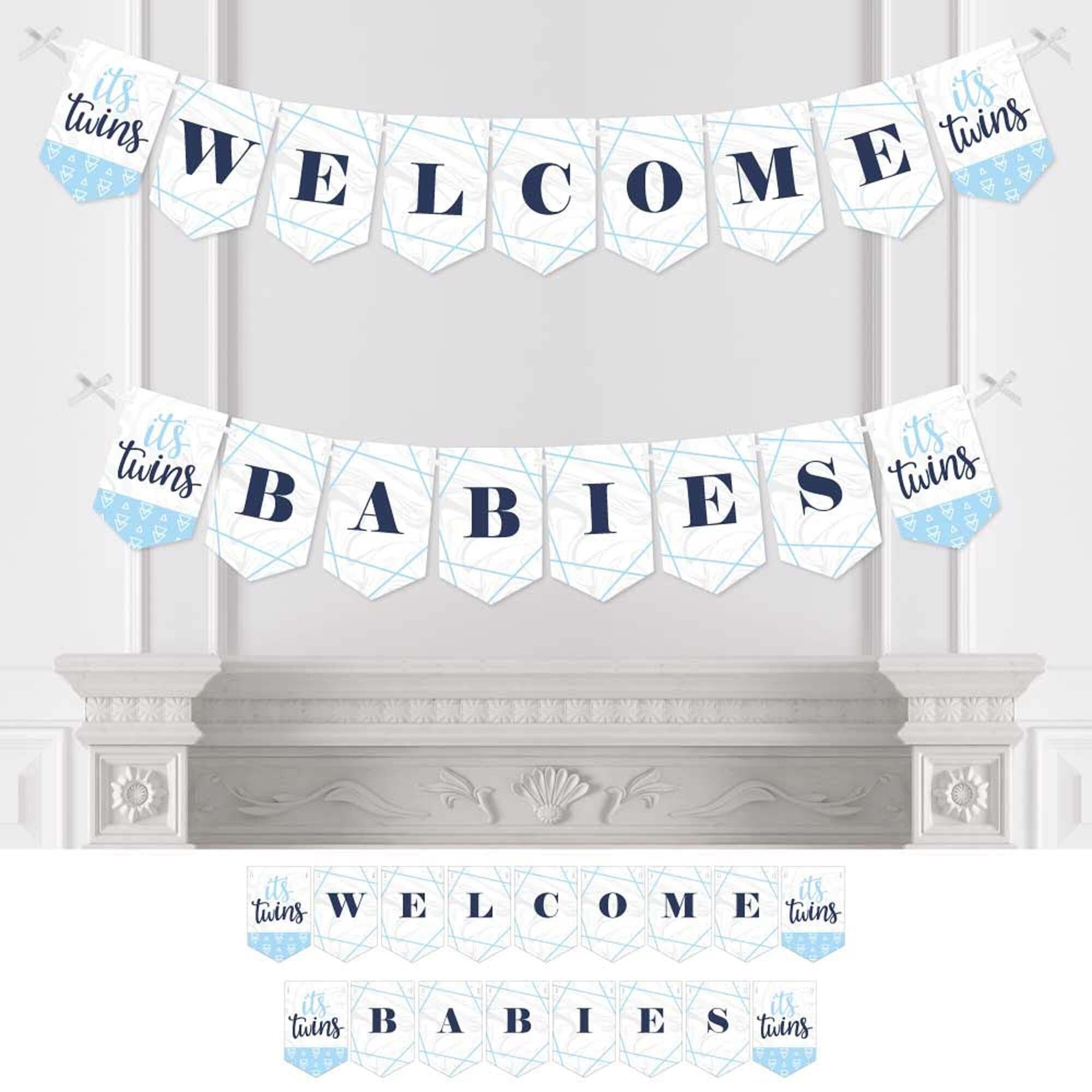 Big Dot of Happiness It's Twin Boys - Blue Twins Baby Shower Bunting ...