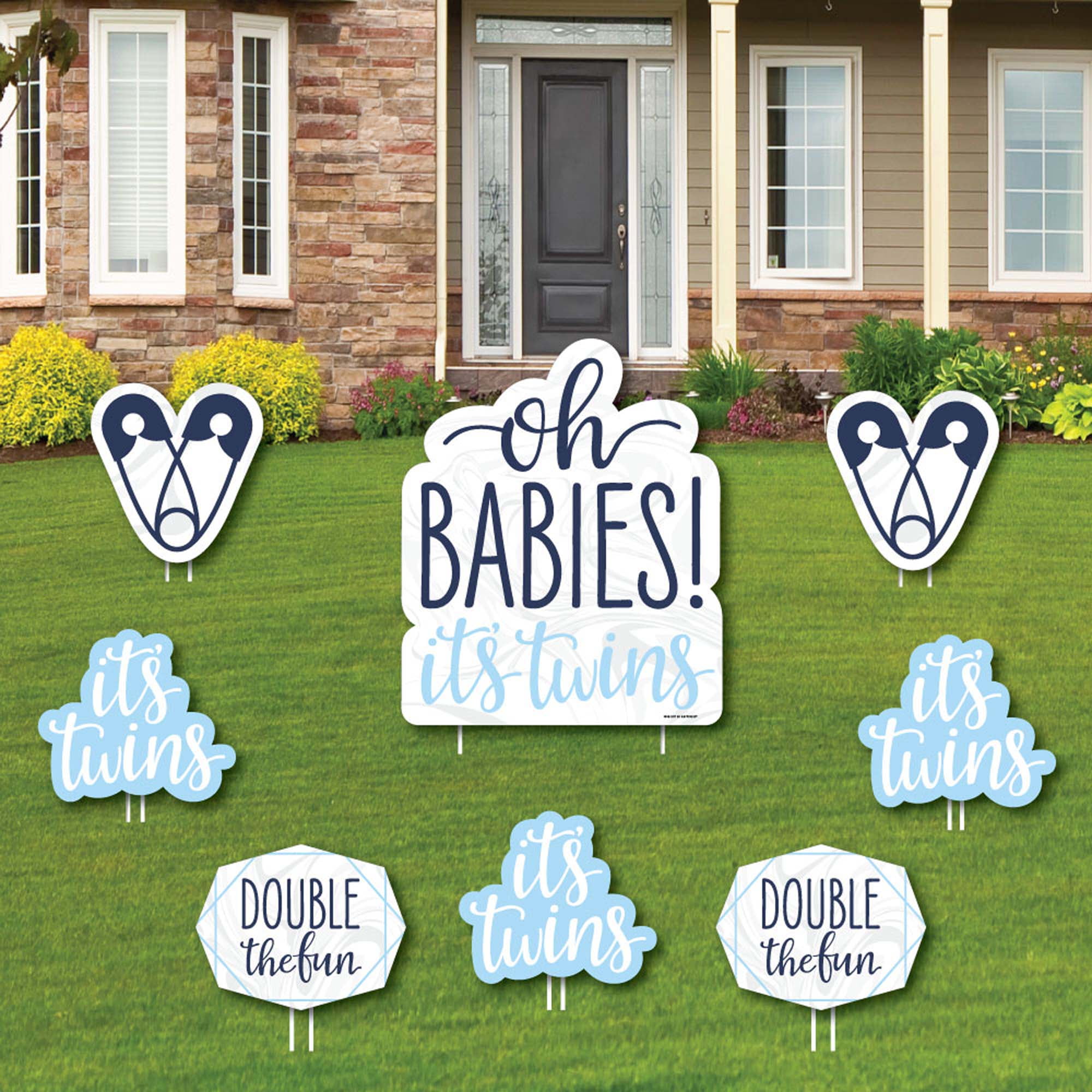Big Dot of Happiness It's Twin Boys - Yard Sign and Outdoor Lawn ...