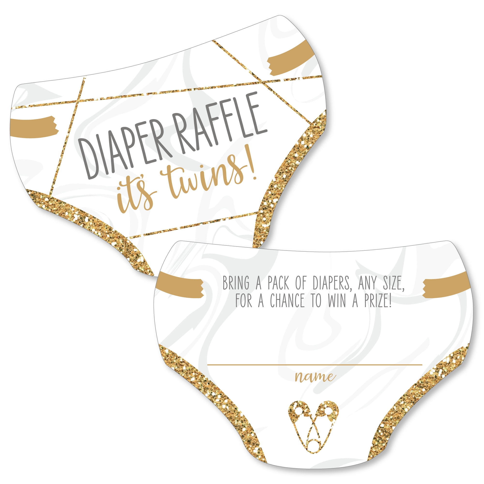 Big Dot of Happiness It’s Twins - Diaper Shaped Raffle Ticket Inserts ...