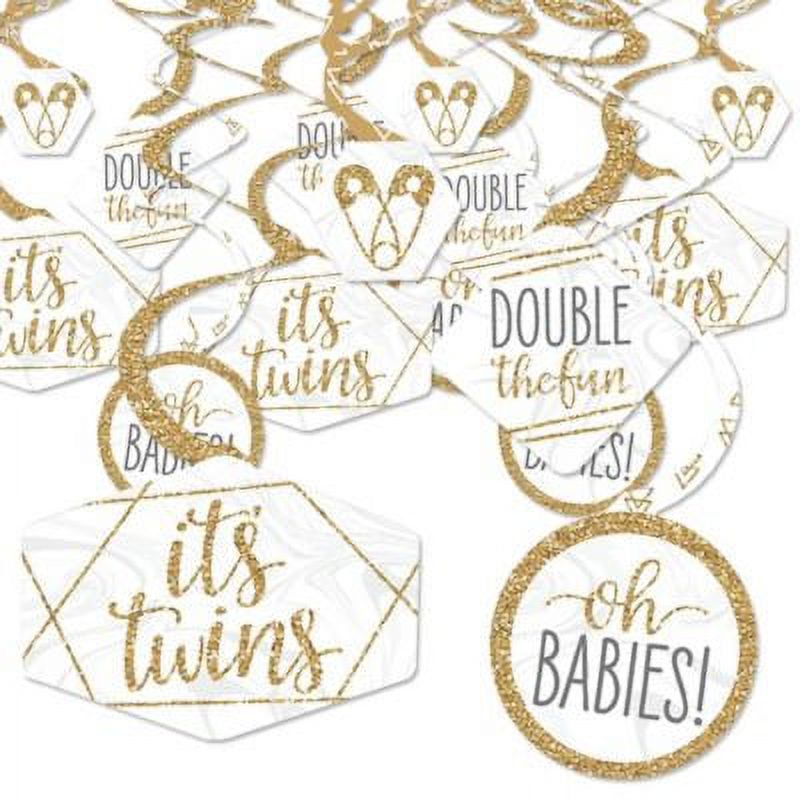 Big Dot of Happiness It's Twins - Gold Twins Baby Shower Hanging Decor ...