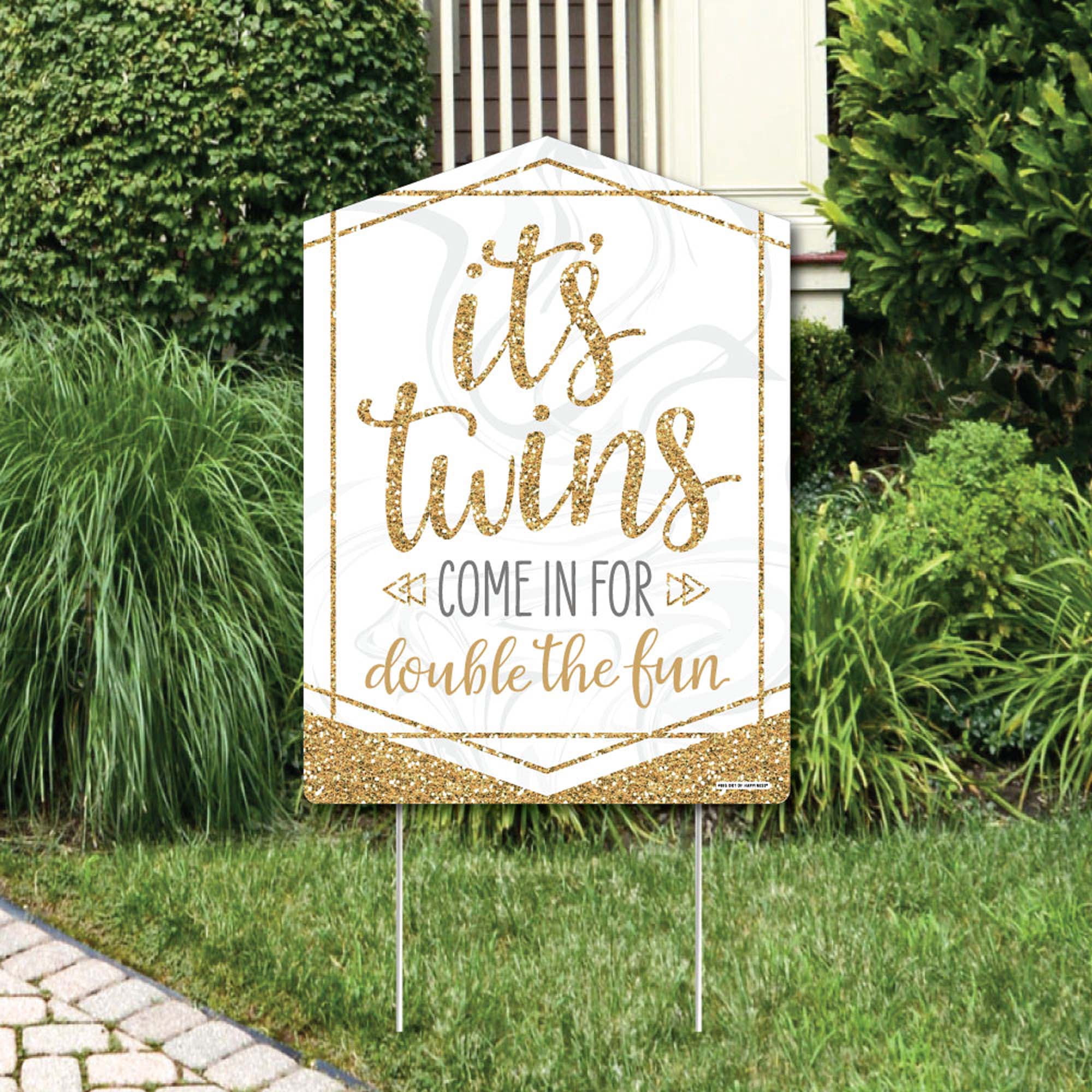 Big Dot of Happiness It's Twins - Party Decorations - Gold Twins Baby ...