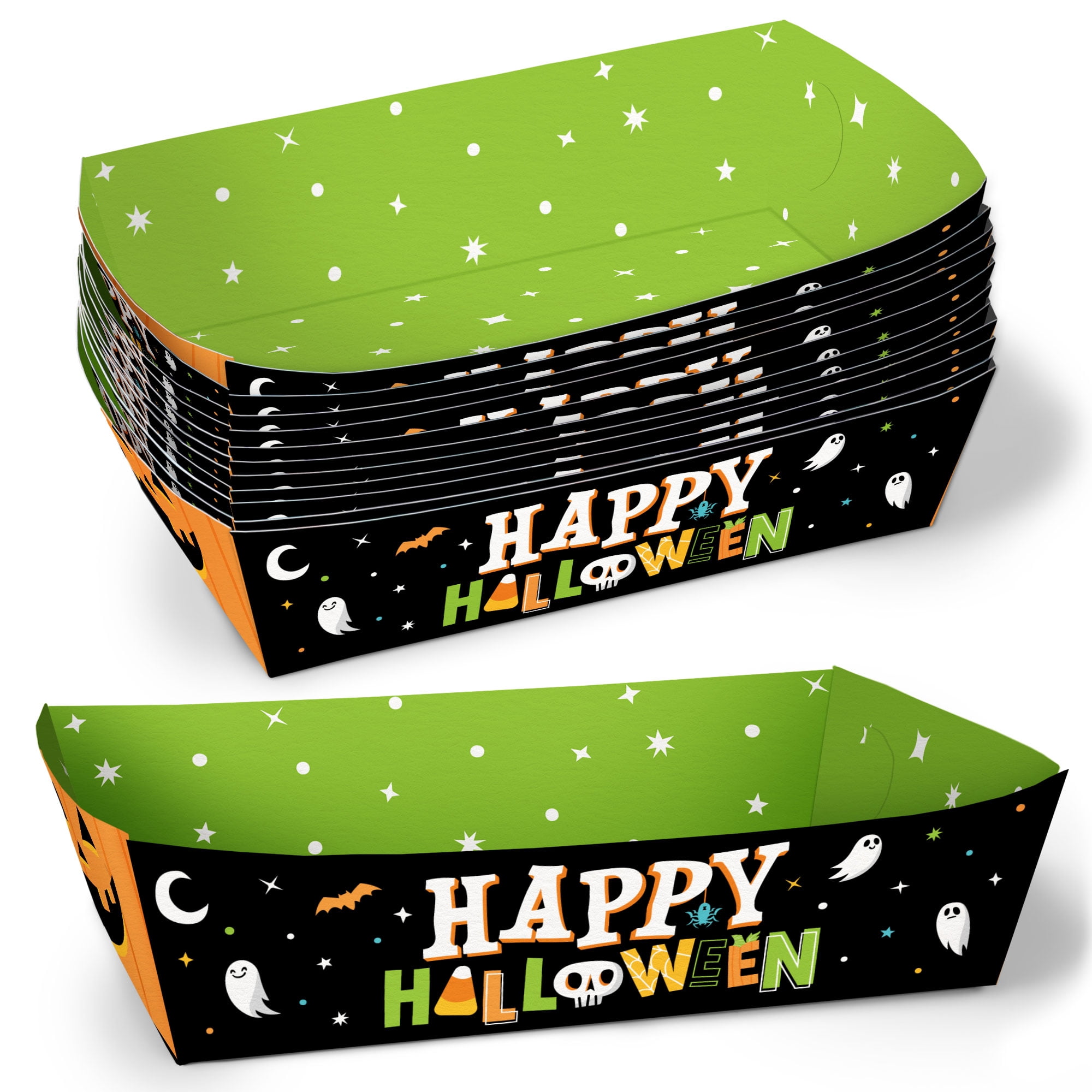 Big Dot of Happiness Jack-O'-Lantern Party Paper Food Trays, Disposable ...
