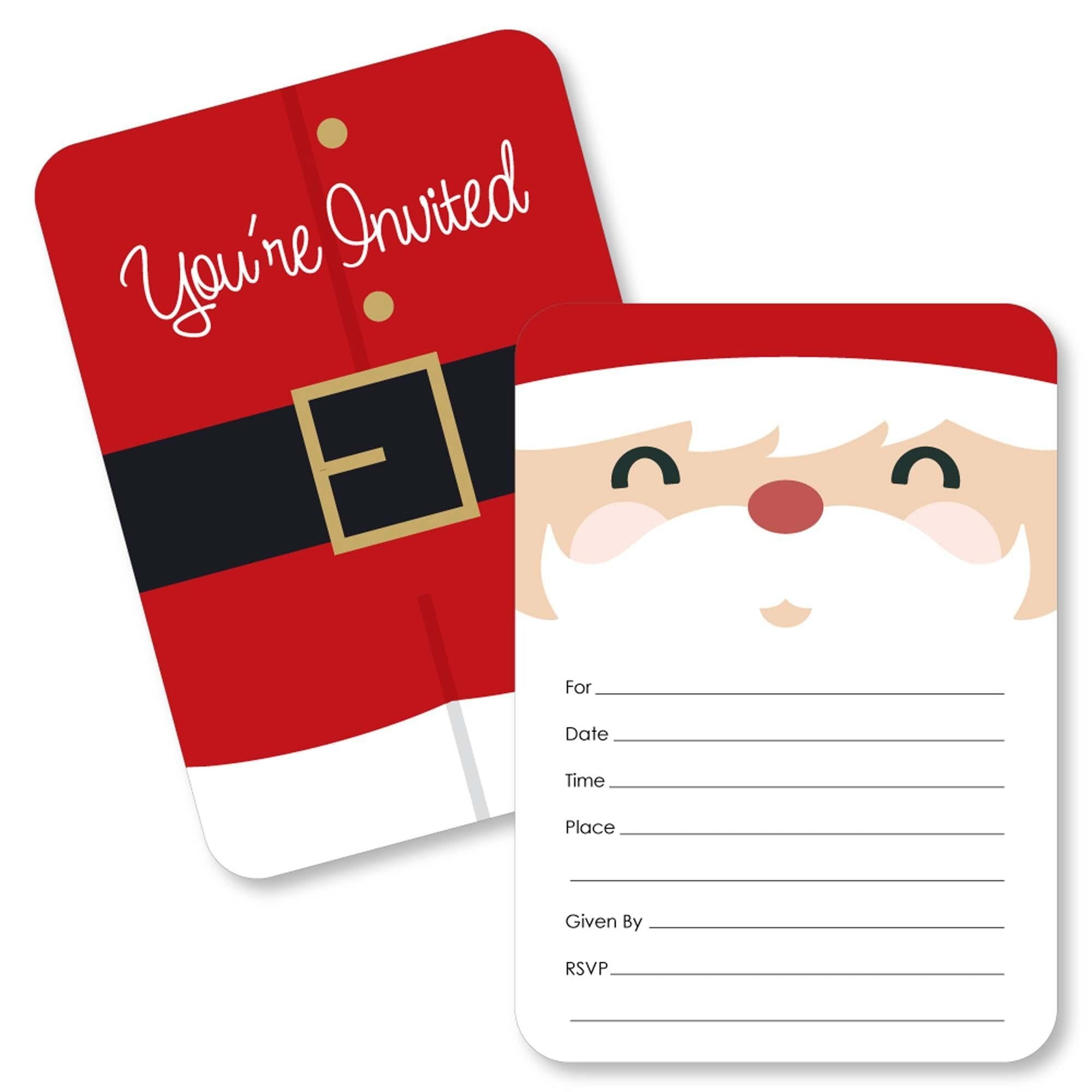 Big Dot of Happiness Jolly Santa Claus - Shaped Fill-in Invitations ...
