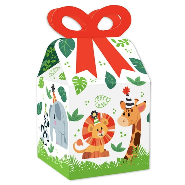 Big Dot of Happiness Jungle Party Animals - Square Favor Gift Boxes ...