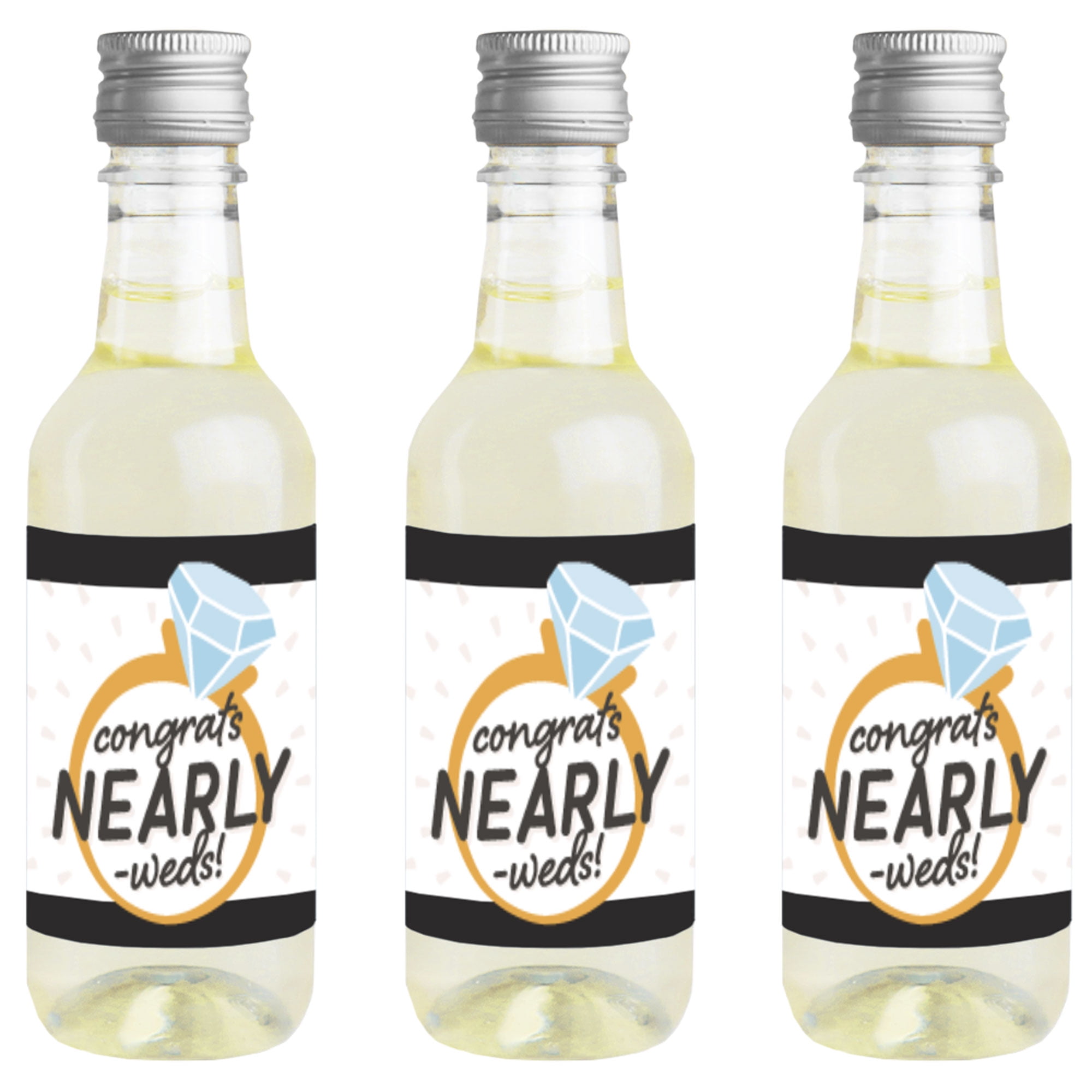 Big Dot of Happiness Just Engaged - Black and White - Mini Wine and ...